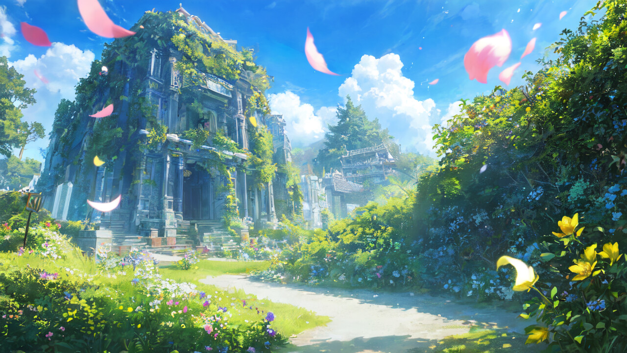 ArtStation - Ruins covered with plants