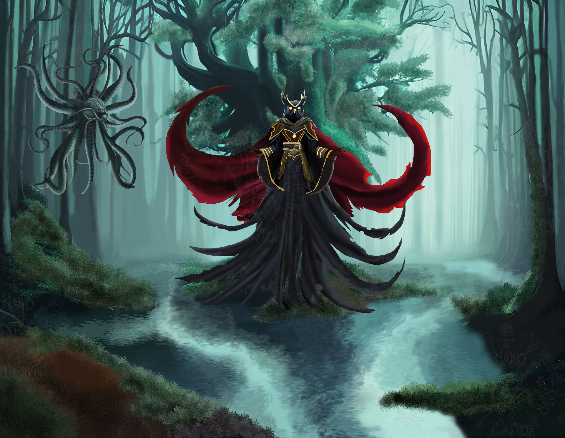 ArtStation - Master Owl in the dark forest