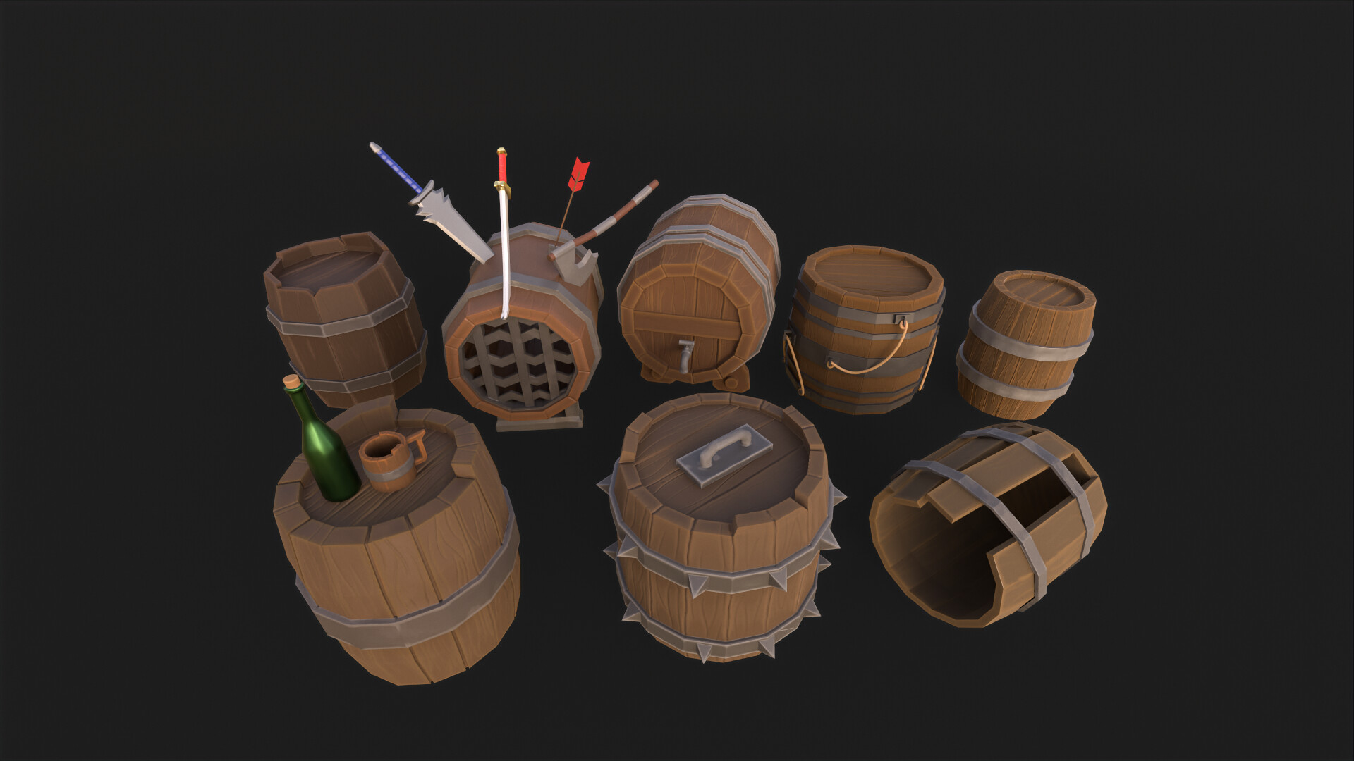 ArtStation - Stylized Barrels Pack