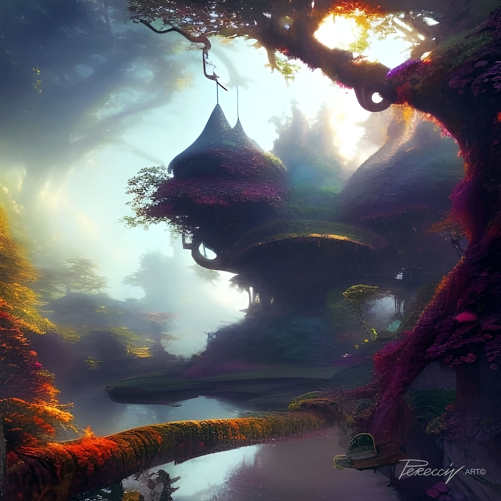 ArtStation - The wizard's house in the dark forest - 202304101.