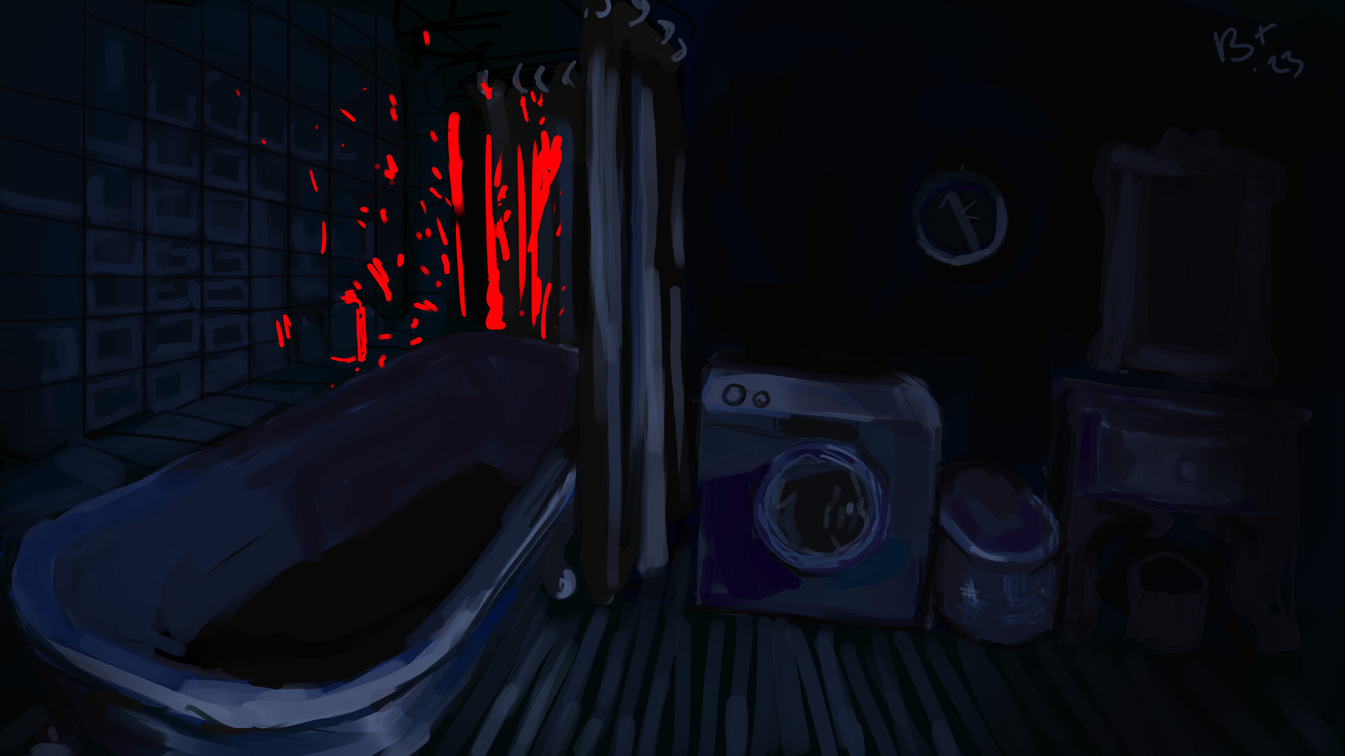 ArtStation - Trigger of Love: Bathtub Scene Background