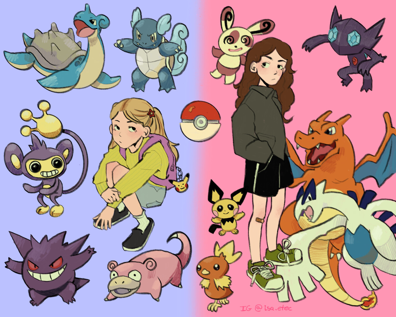 ArtStation - Andrea and I as Pokemon trainers!