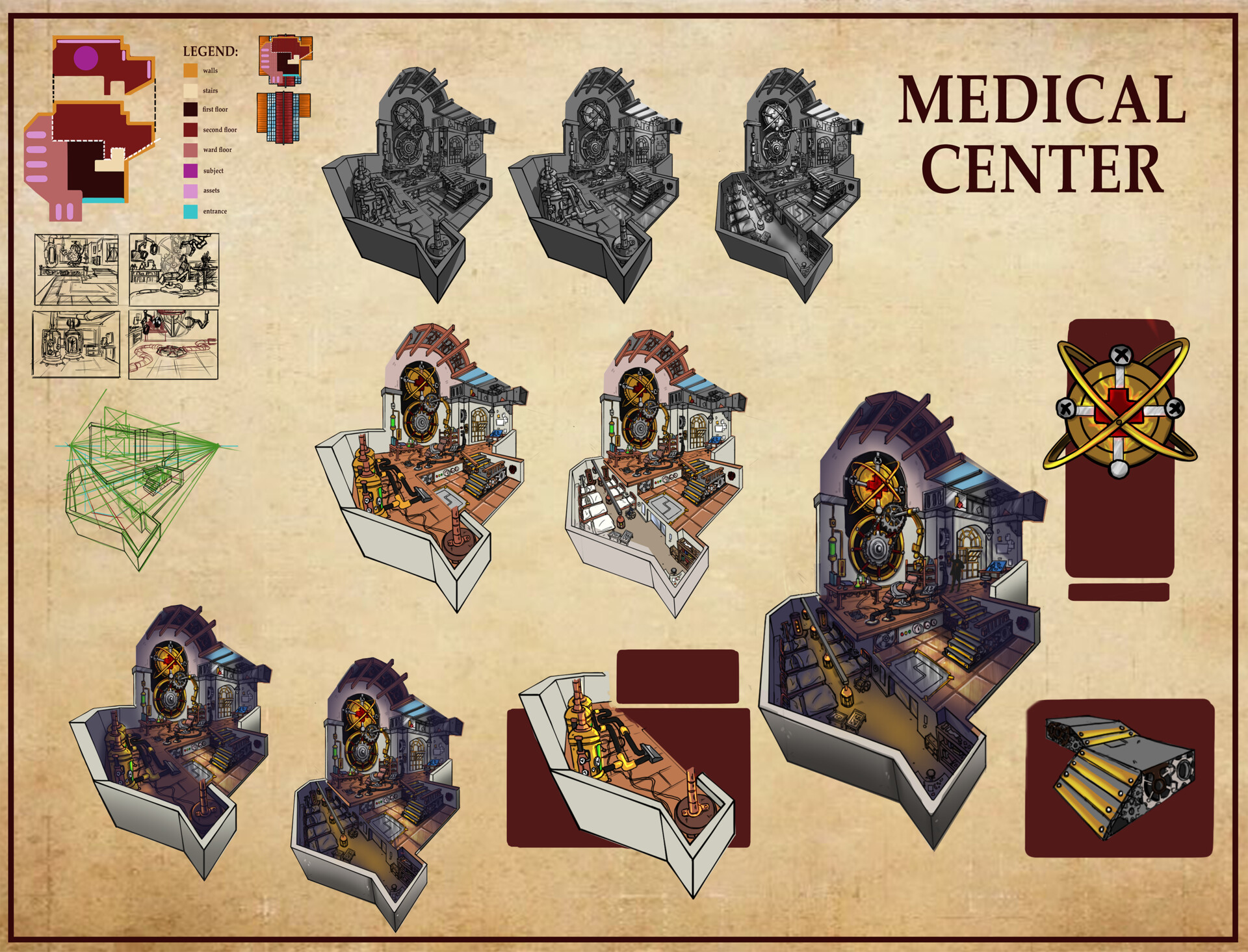 ArtStation - Steampunk Medical Center Interior Design