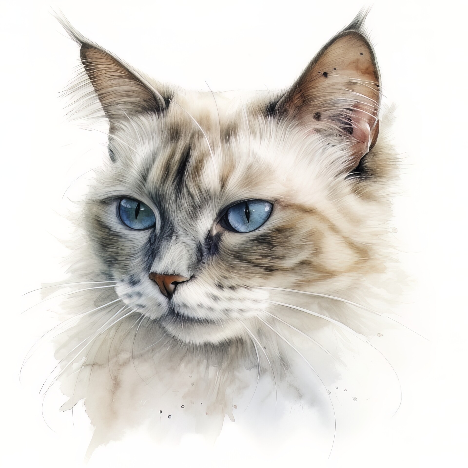 ArtStation - Korn Ja Cat Portrait Watercolor Painting