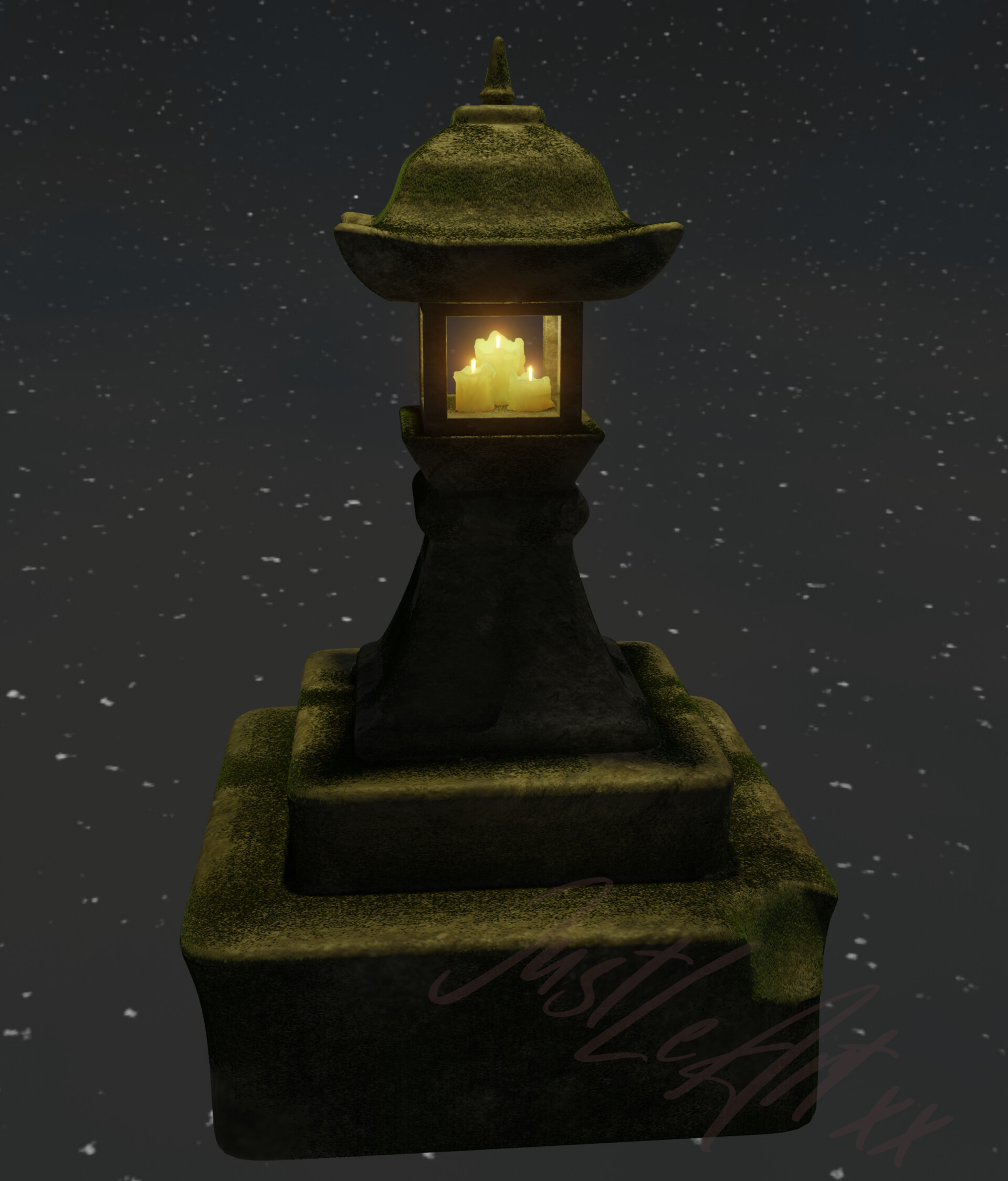 ArtStation - Stone lantern with candles