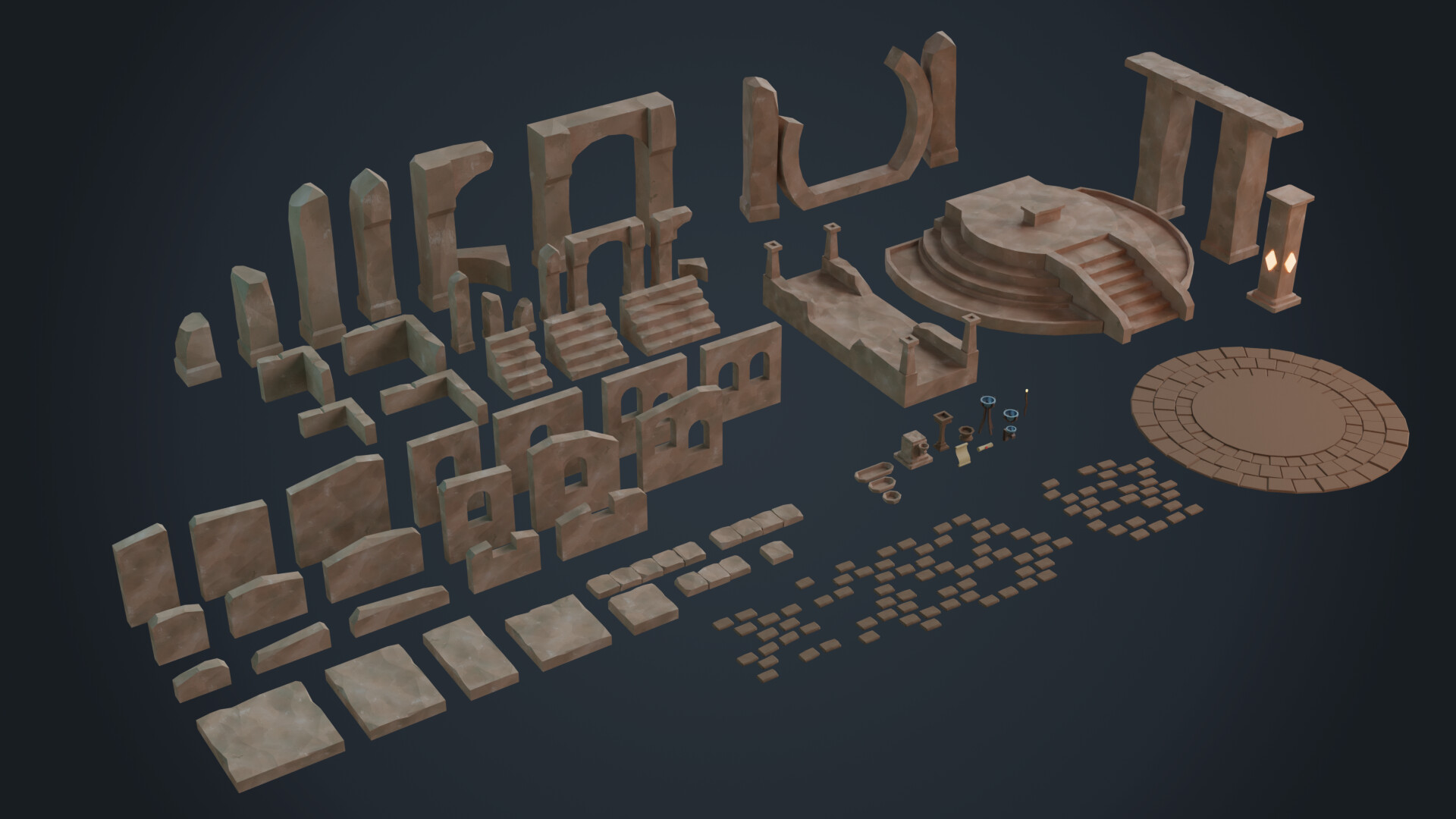 ArtStation - Low Poly Modular Ruin Assets