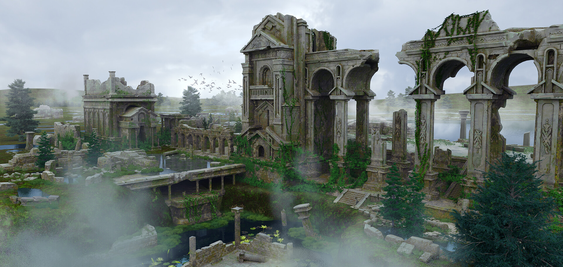 ArtStation - Ruins in the swamp