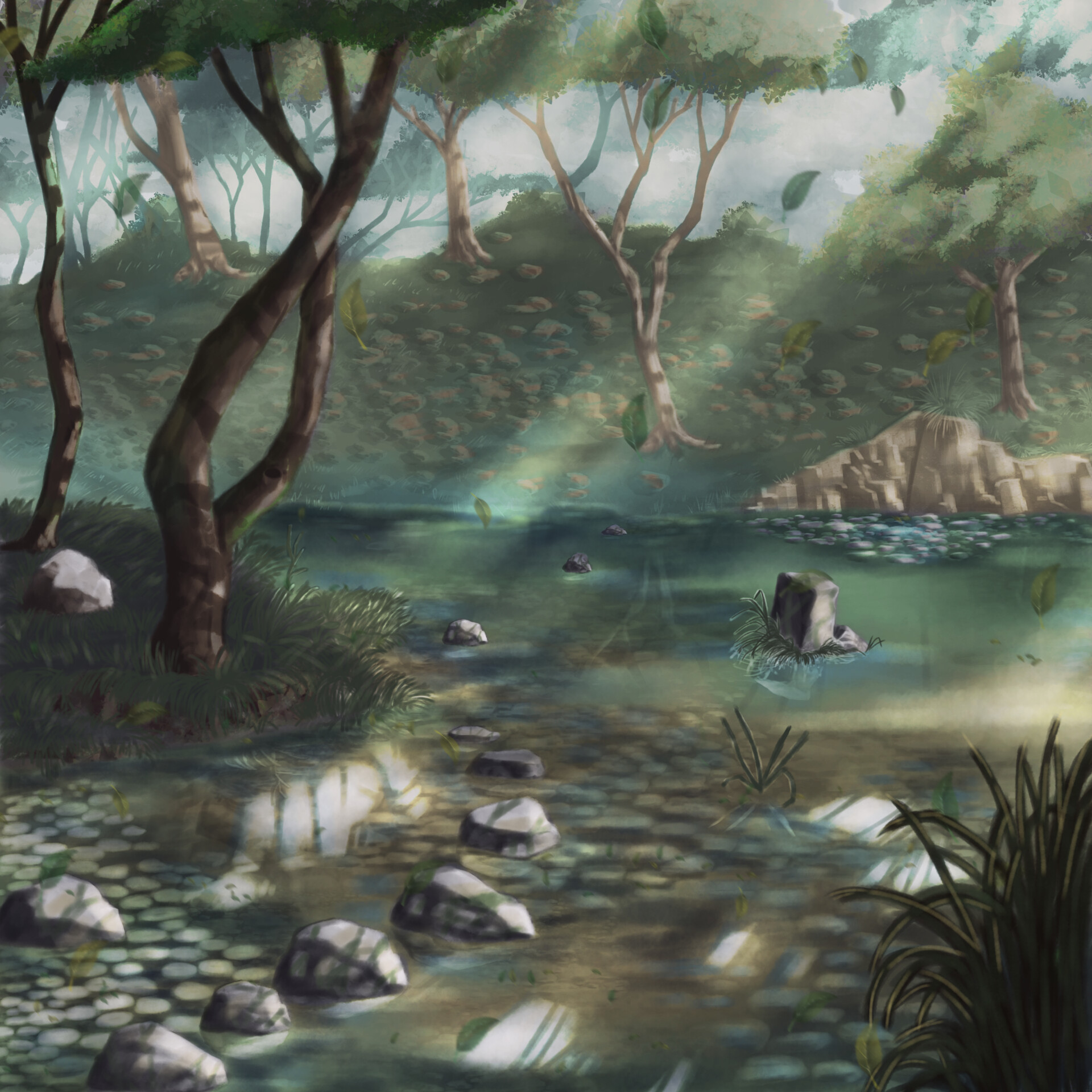 ArtStation - Escena en el bosque color