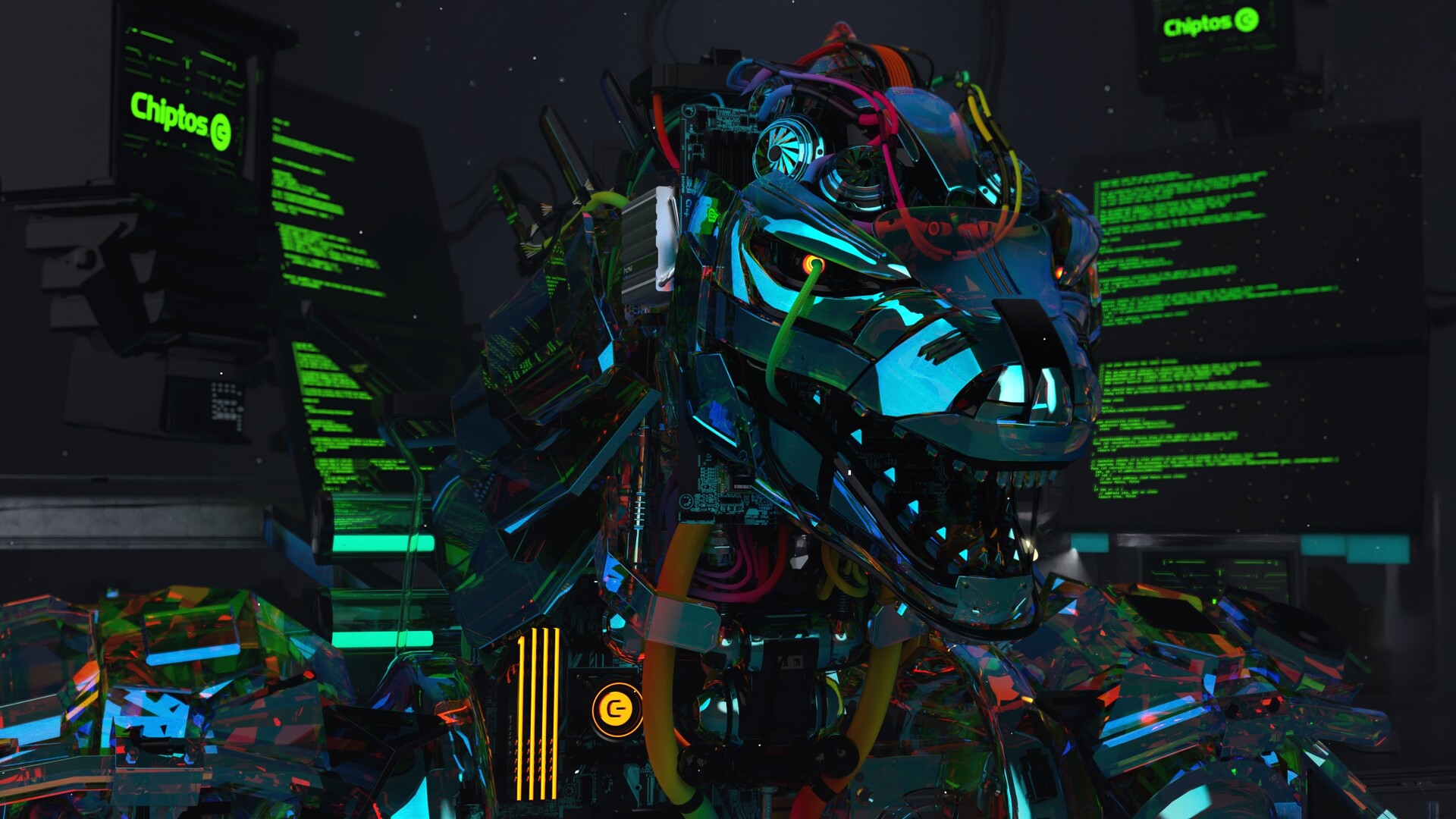 ArtStation - Chiptos Zilla Godzilla Robot Hacker with Terminal Screen ...