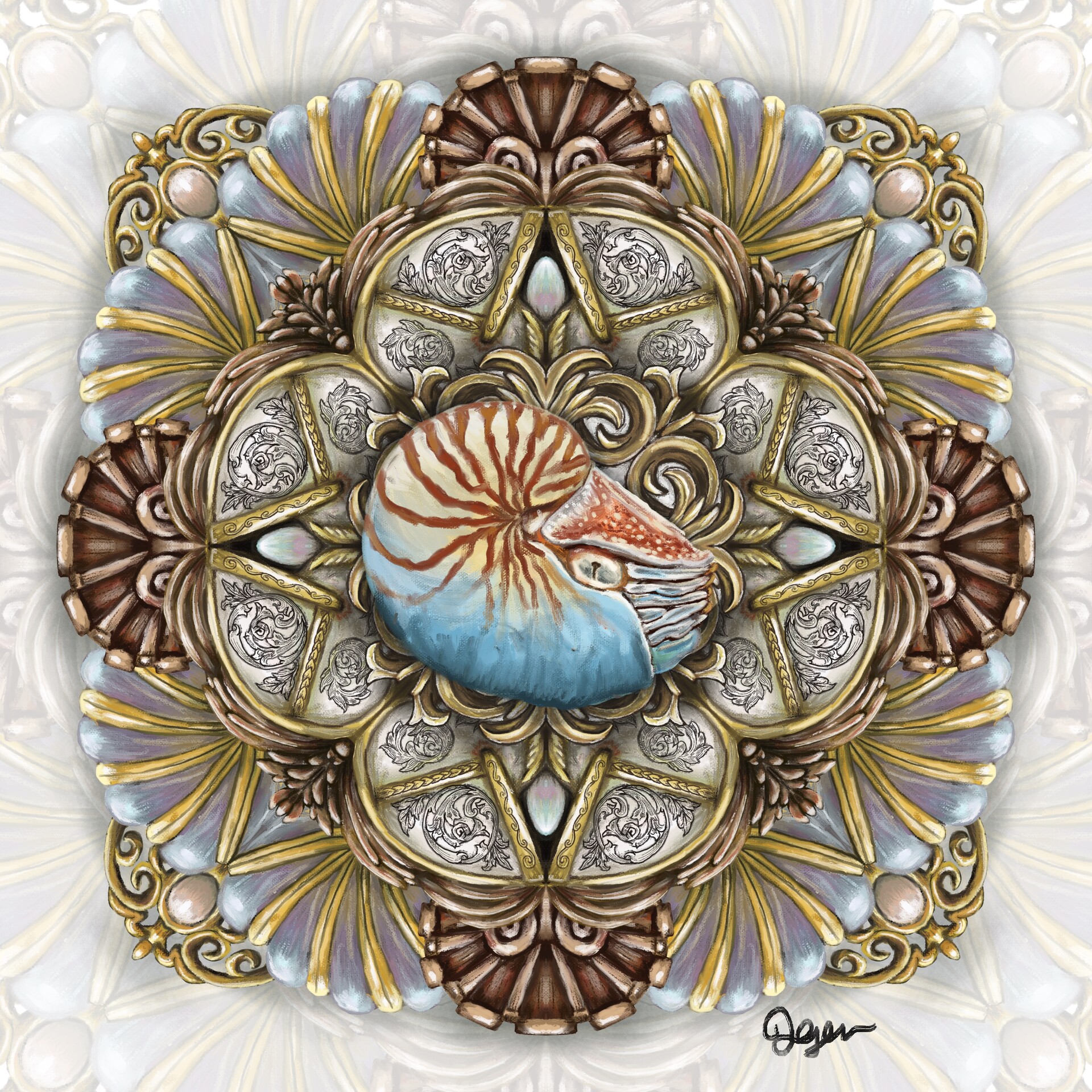 ArtStation - chambered nautilus Mandala