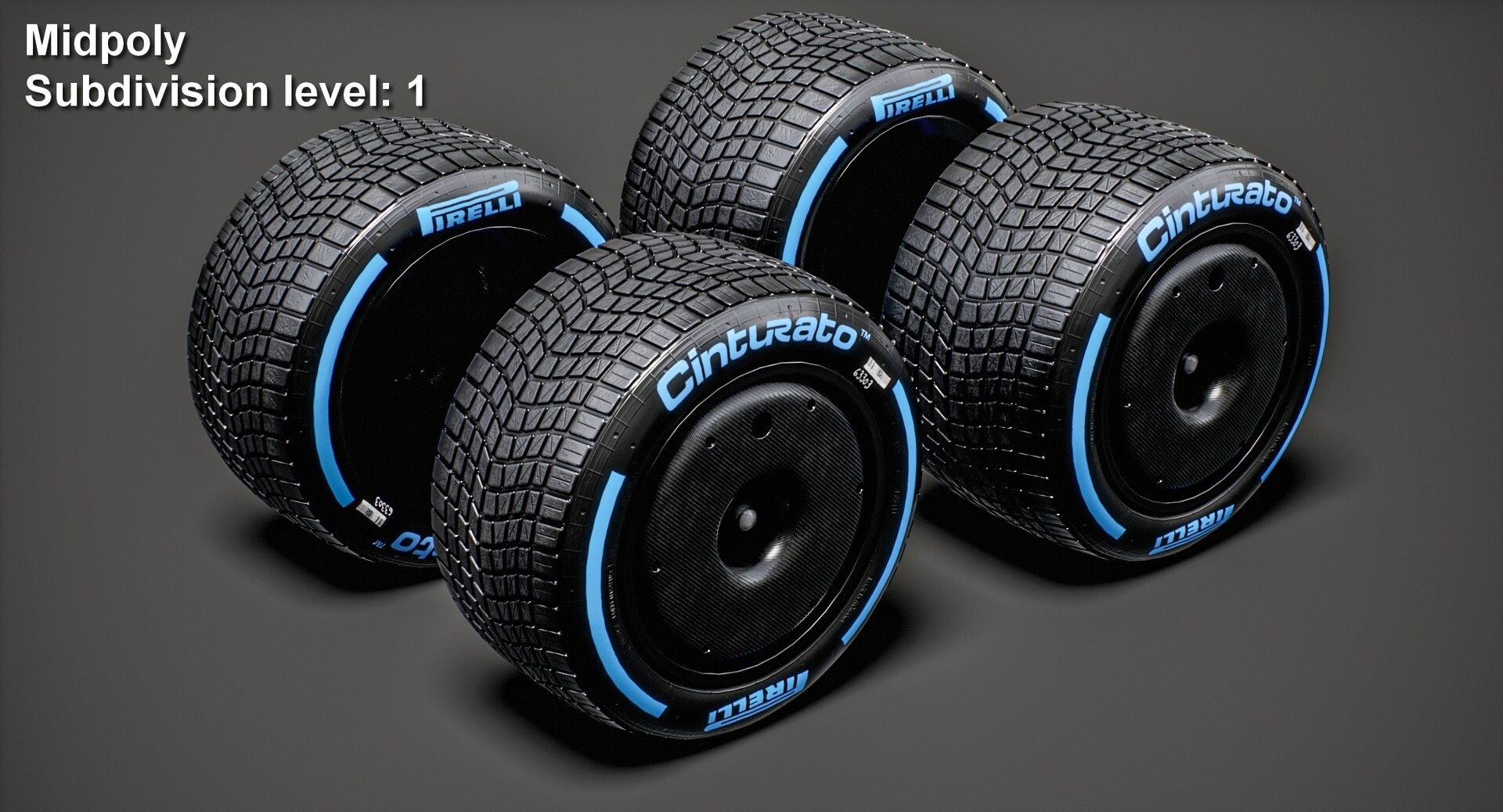 OpticalDreamSoft - Formula 1 Pirelli Cinturato WET Wheel F1 PBR 3D model
