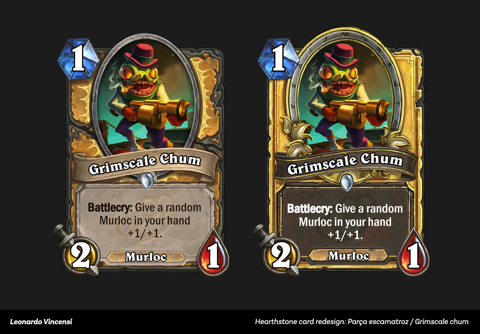 Leonardo Vincensi - Grimscale Chum Hearthstone card redesign