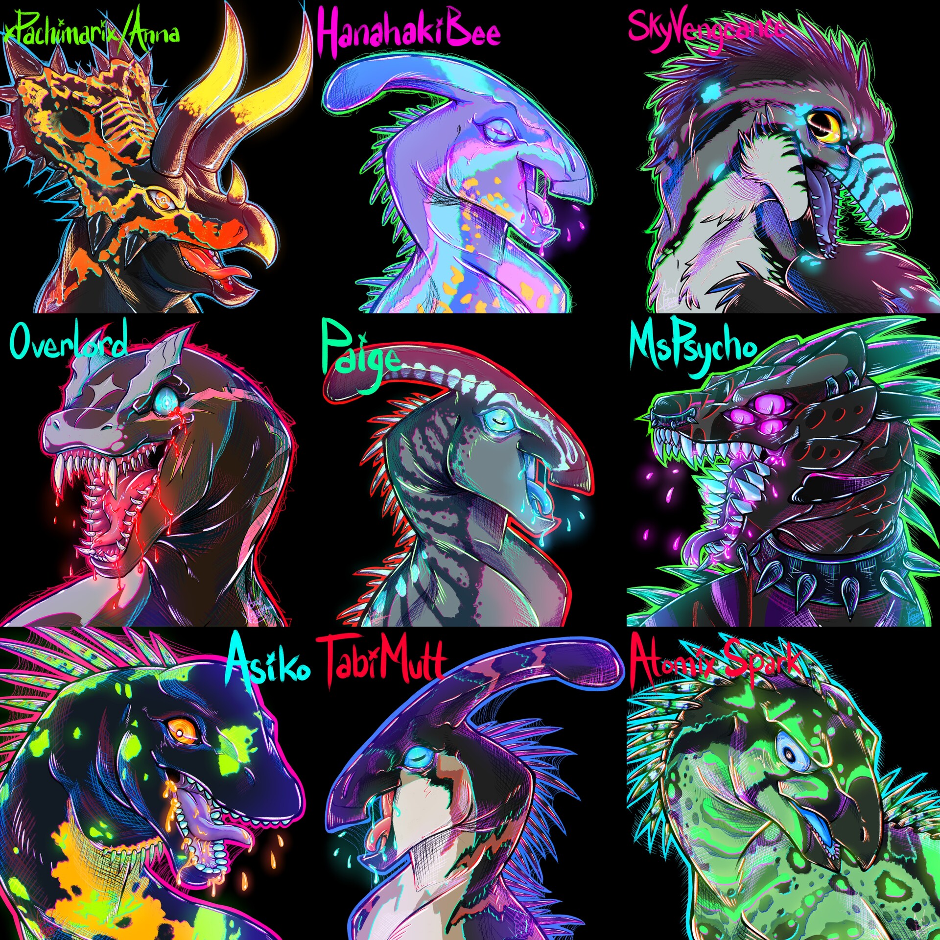 ArtStation - YCH Dino Collage Batch 2