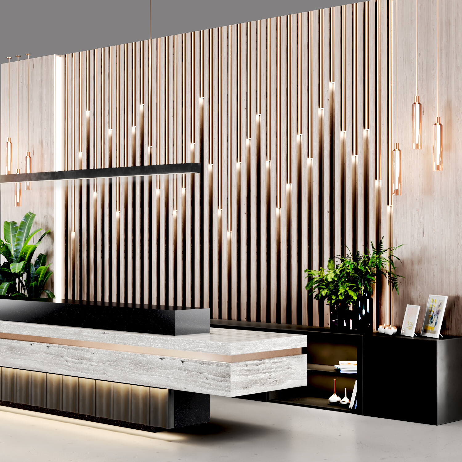 Nareh - Reception Designing, counter, wallpanel