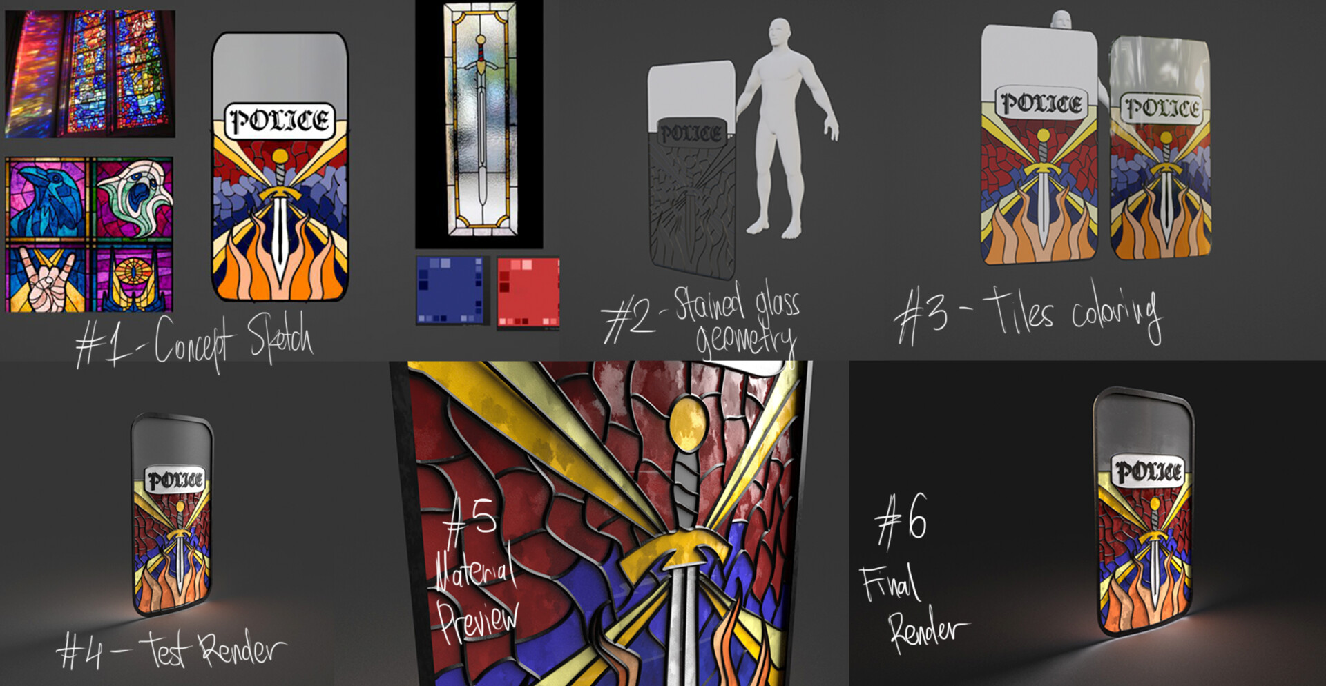 Vlad Kotsuba - Stained Glass Shield Prop Concept - Medieval Back and ...