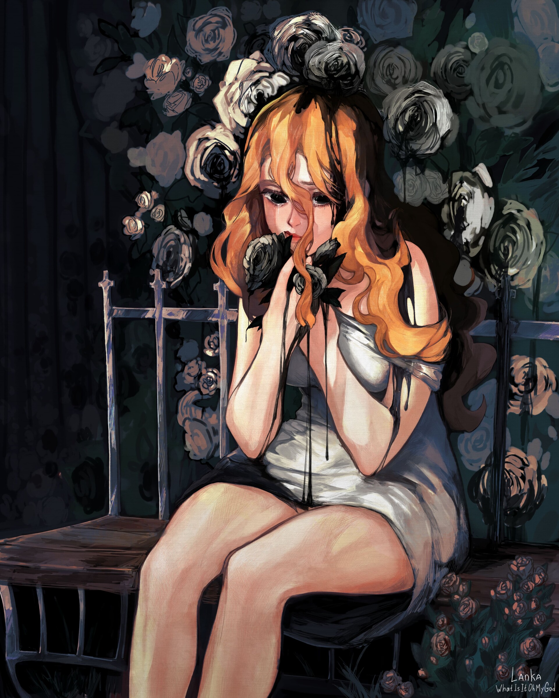 ArtStation - Crying girl in the garden