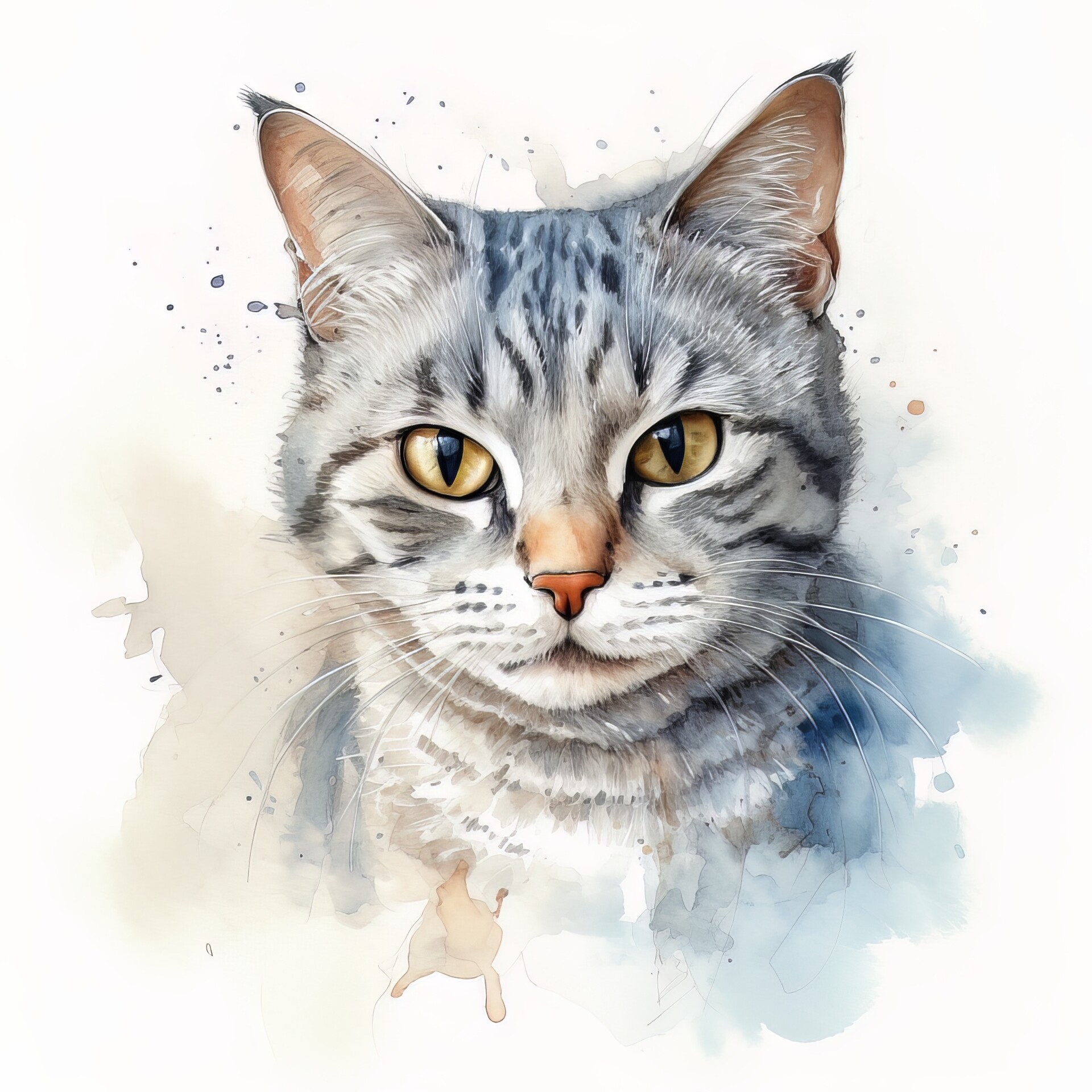 ArtStation - Pixie-Bob Cat Portrait Watercolor Painting