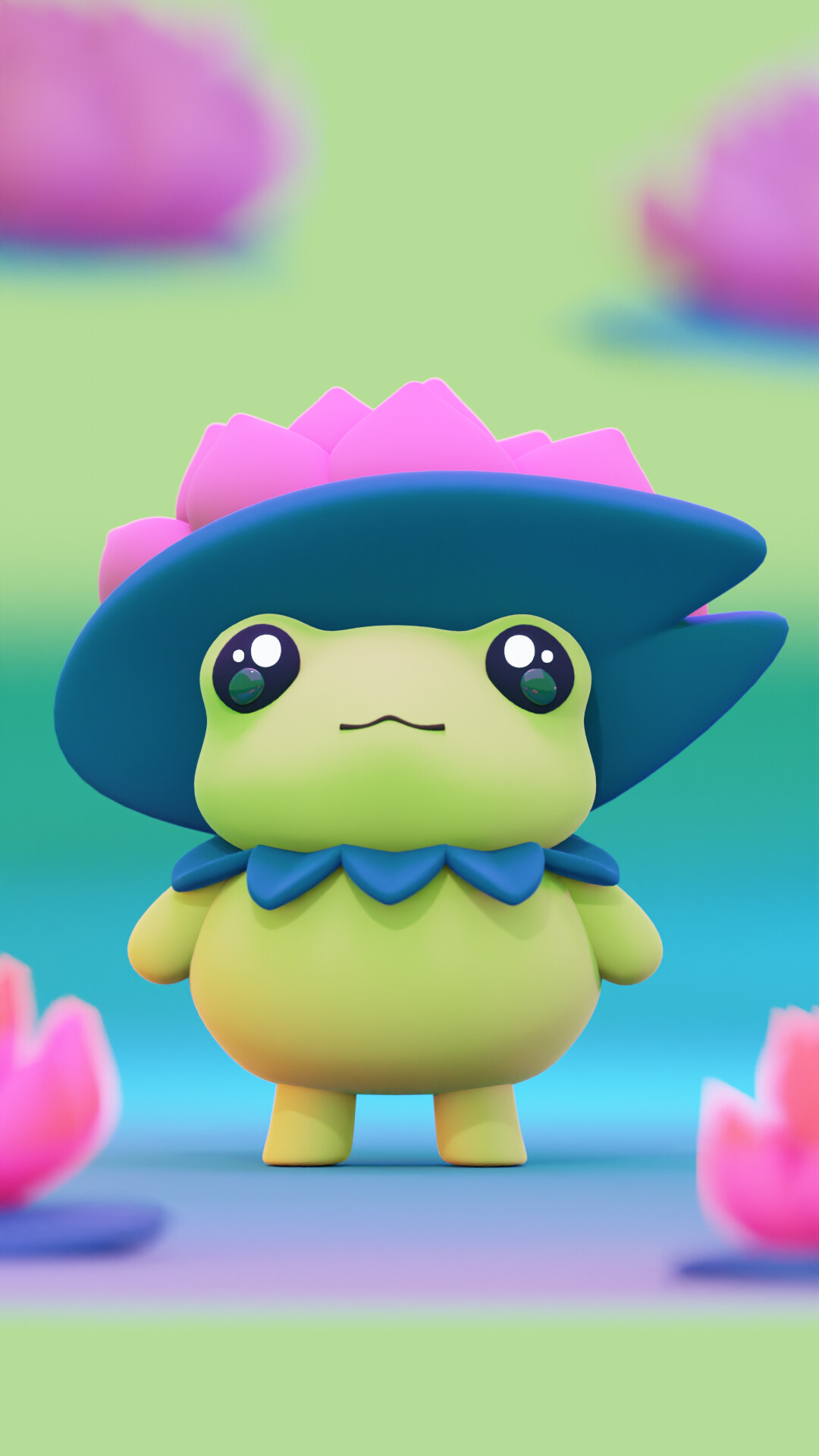 ArtStation - Cute Frog in a Lotus Hat