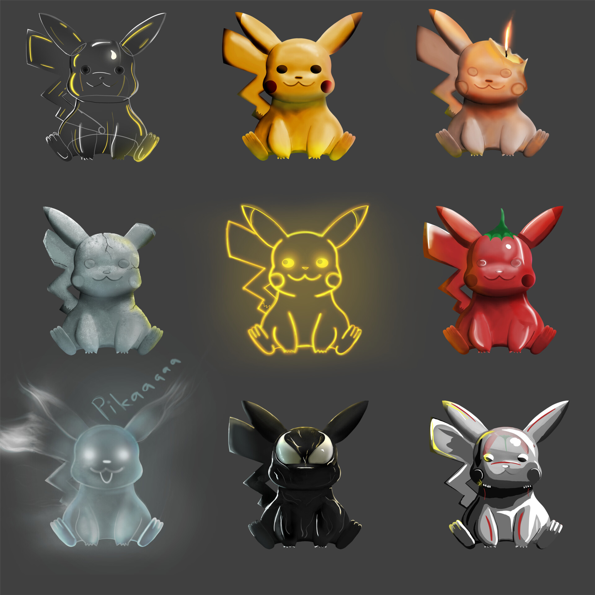 ArtStation - Pikachu -Advanced material Studies