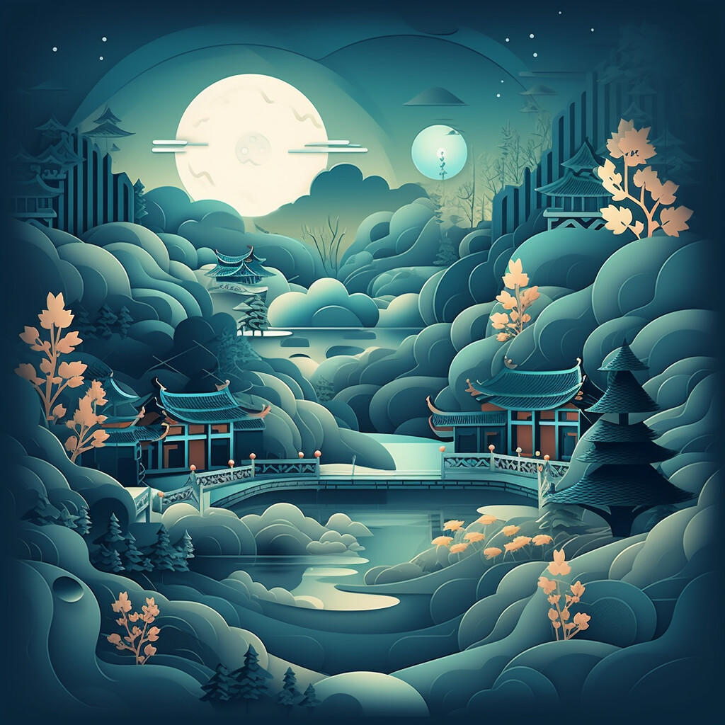 ArtStation - Full Moon Landscape Illustration