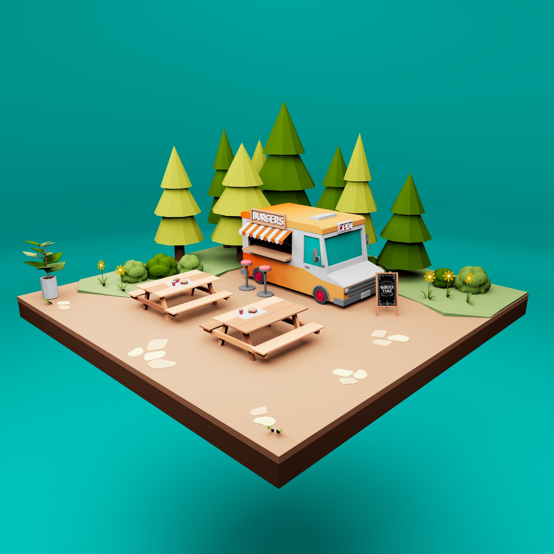 ArtStation - Low Poly Food Truck | Maya