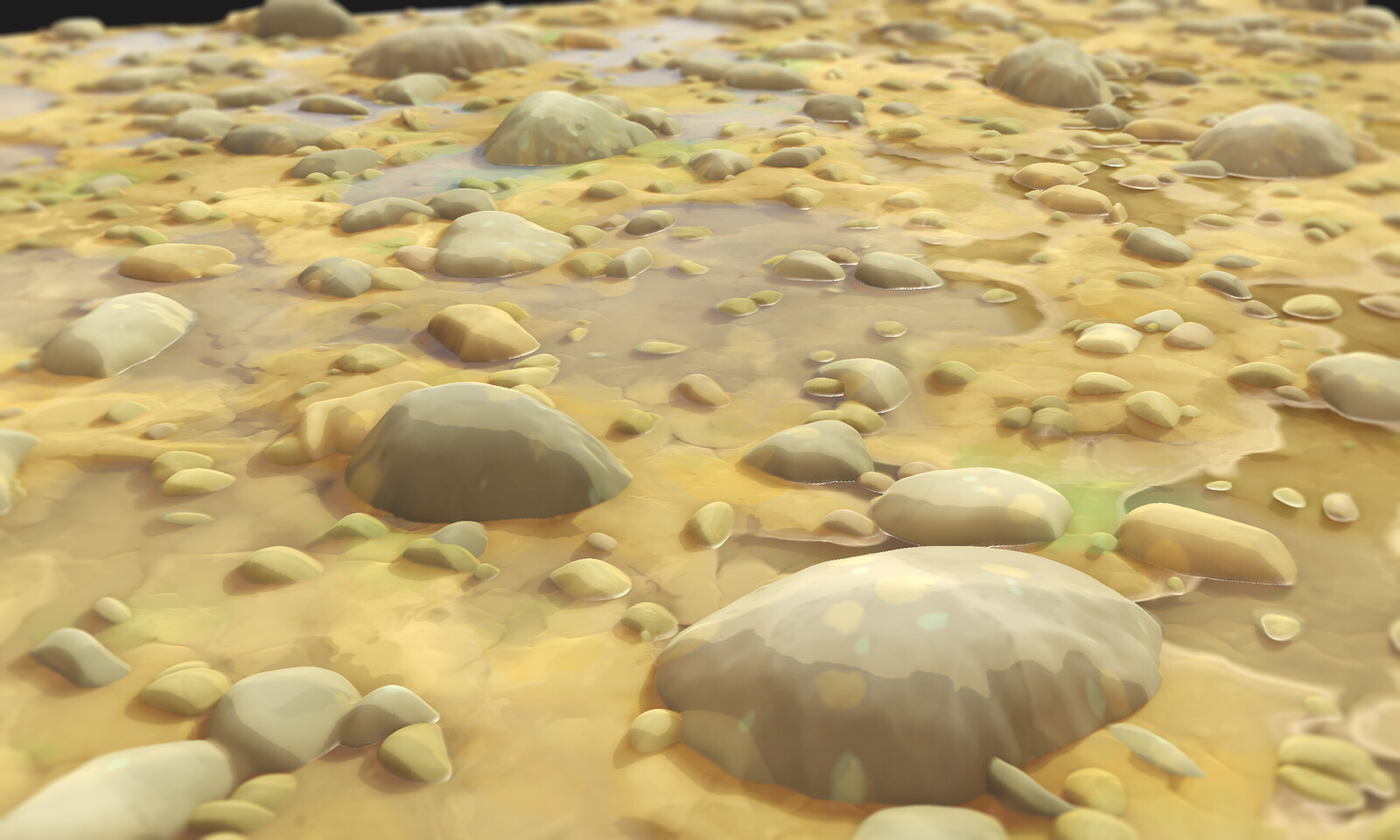 shiyue - Ghibli stylized soil& rock river-bank material--substance designer