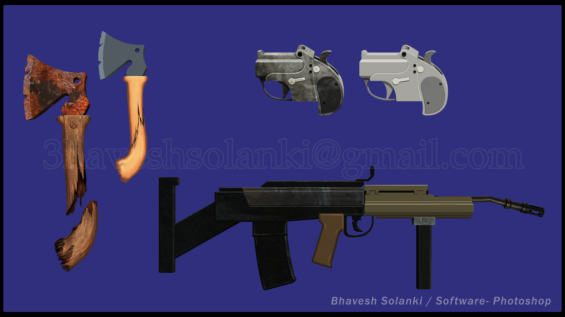 ArtStation - damaged Weapon