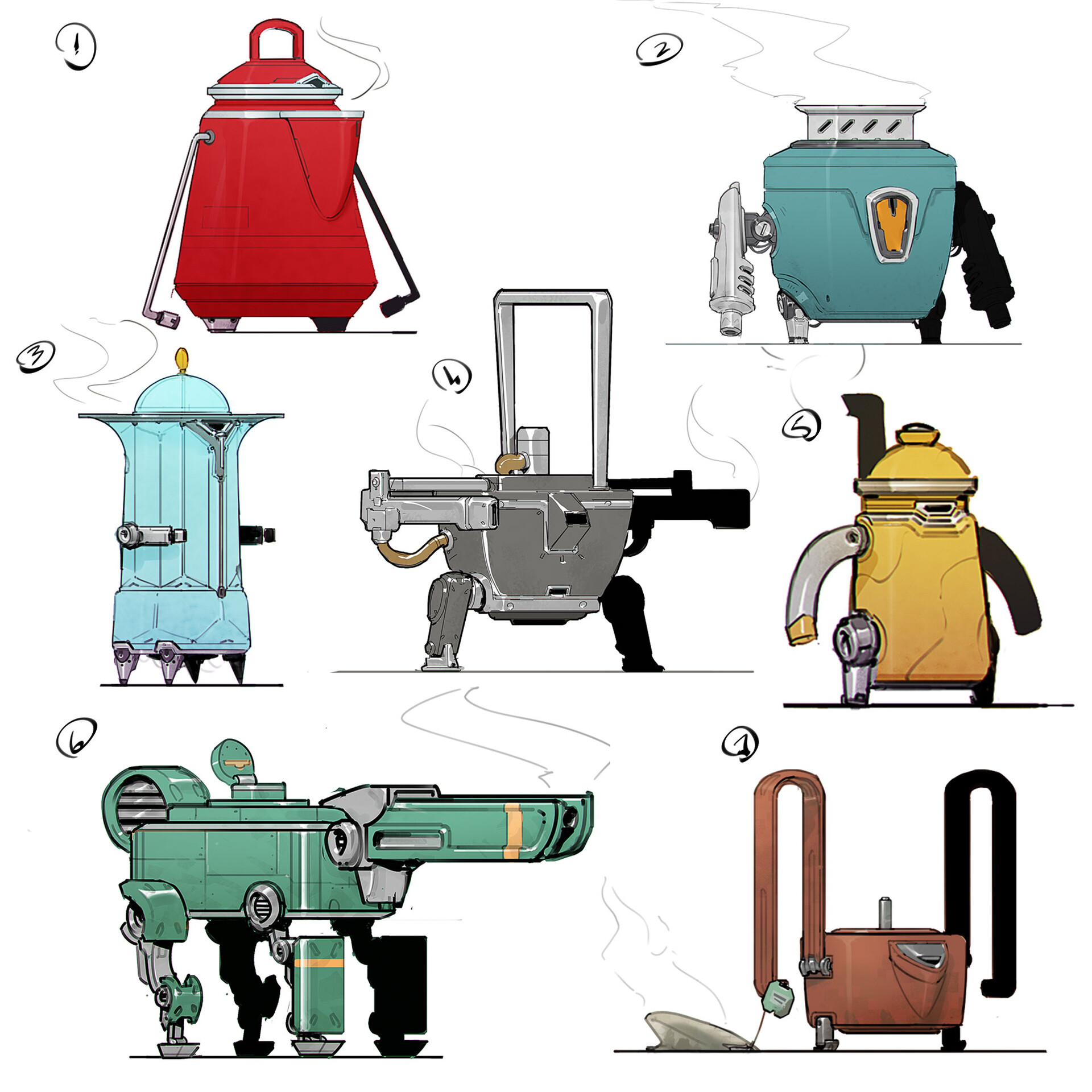 ArtStation - Teapot bots sketches