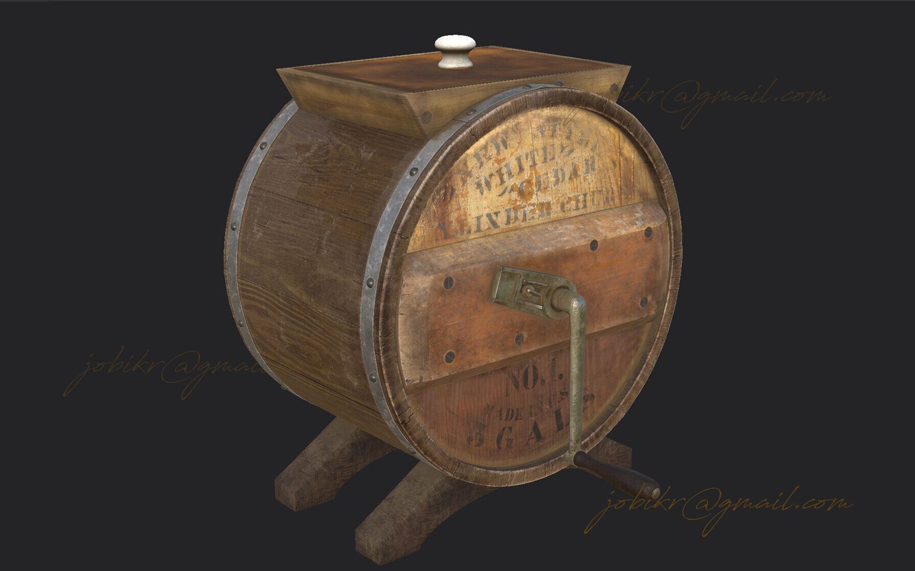 ArtStation - My Latest 3D works_2022_Wooden antique butter churn