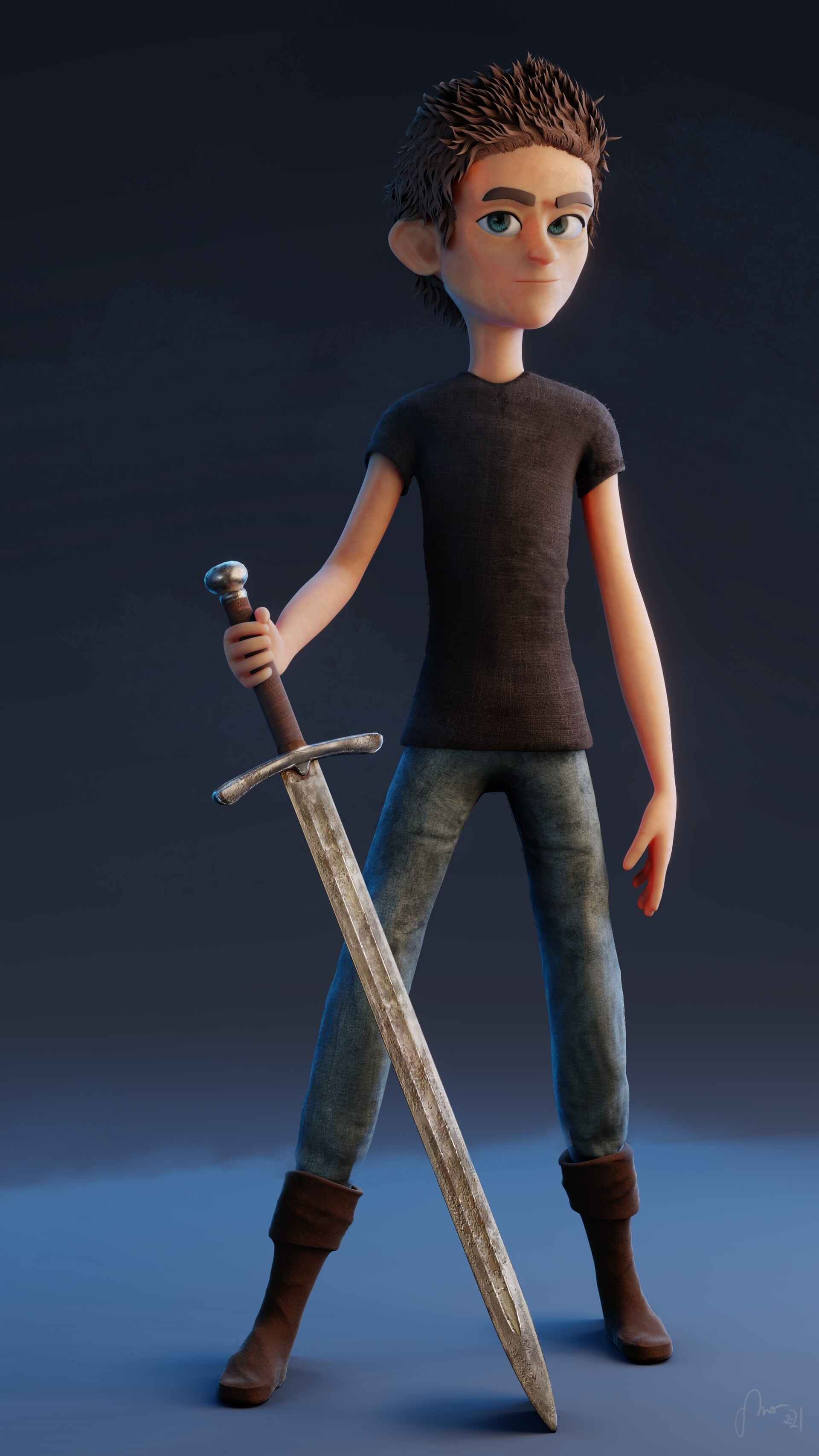 ArtStation - The boy with Braveheart sword