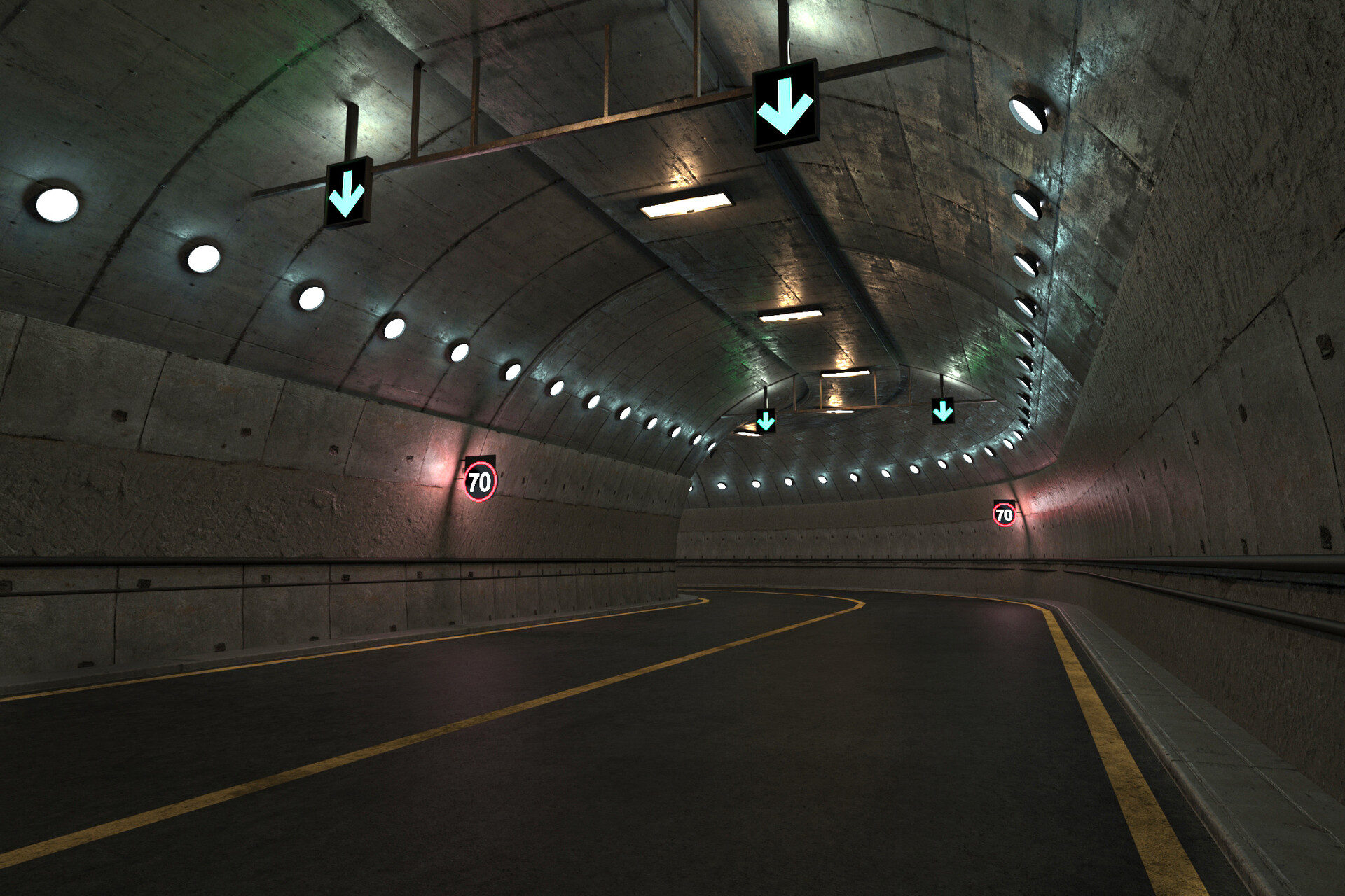 ArtStation - lowpoly Tileable road tunnel