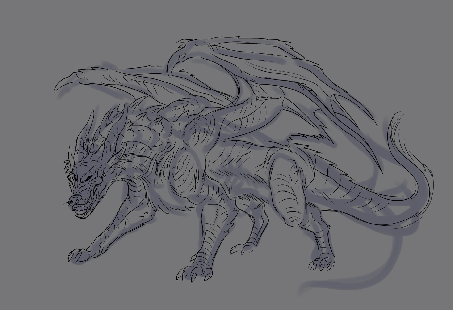 how to draw a dragon wolf