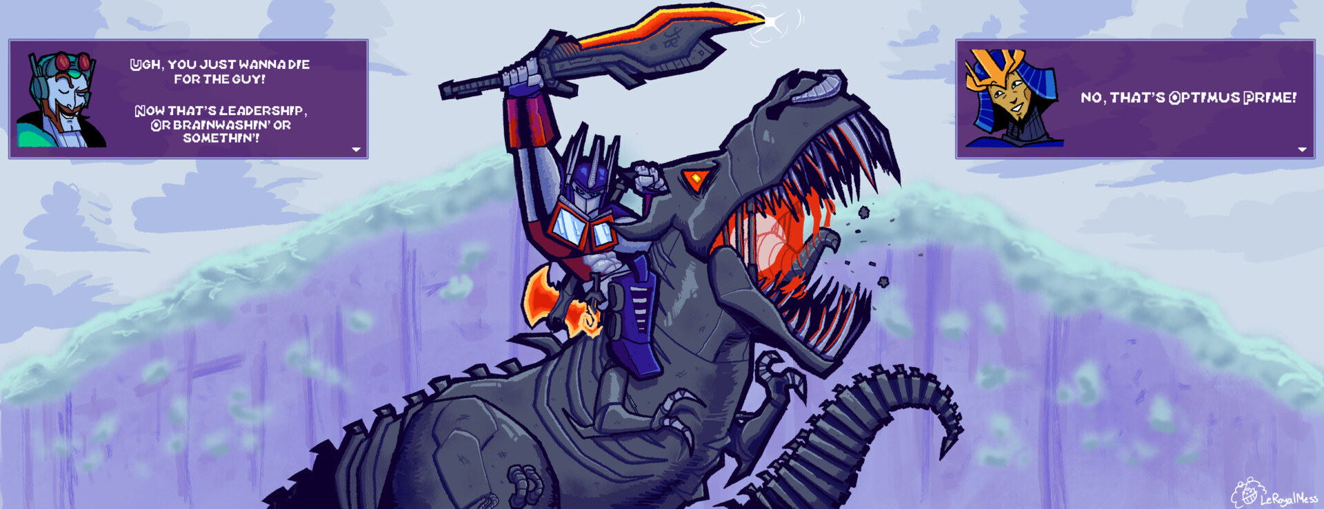 ArtStation - Optimus Prime Riding Grimlock