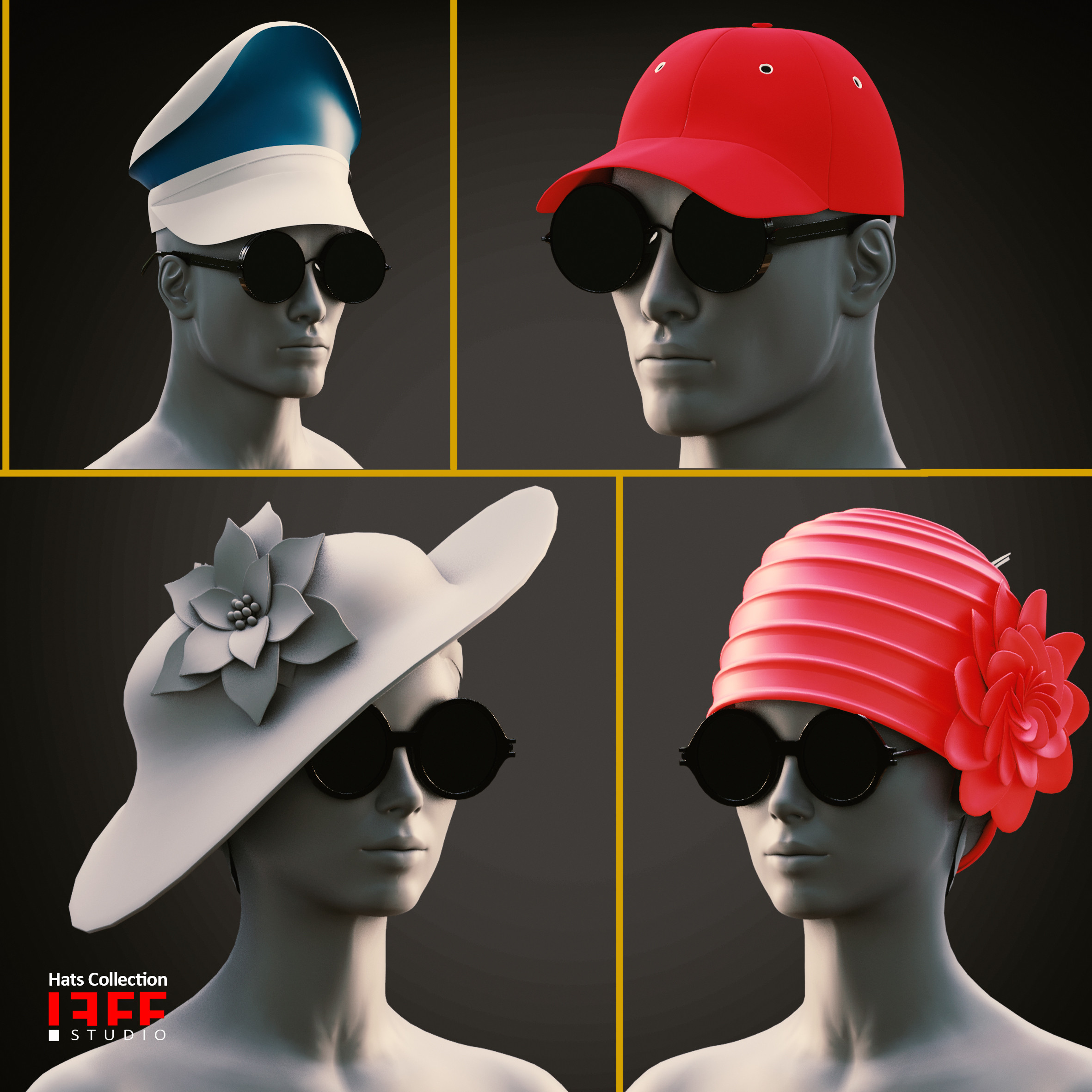 Jeff Studio - 100+ HATS AND CAPS BASEMESH COLLECTION