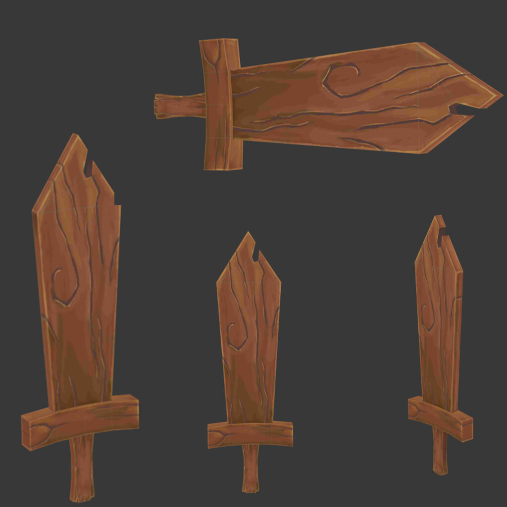 ArtStation - Wood Sword Practice, Make the same by following the reference