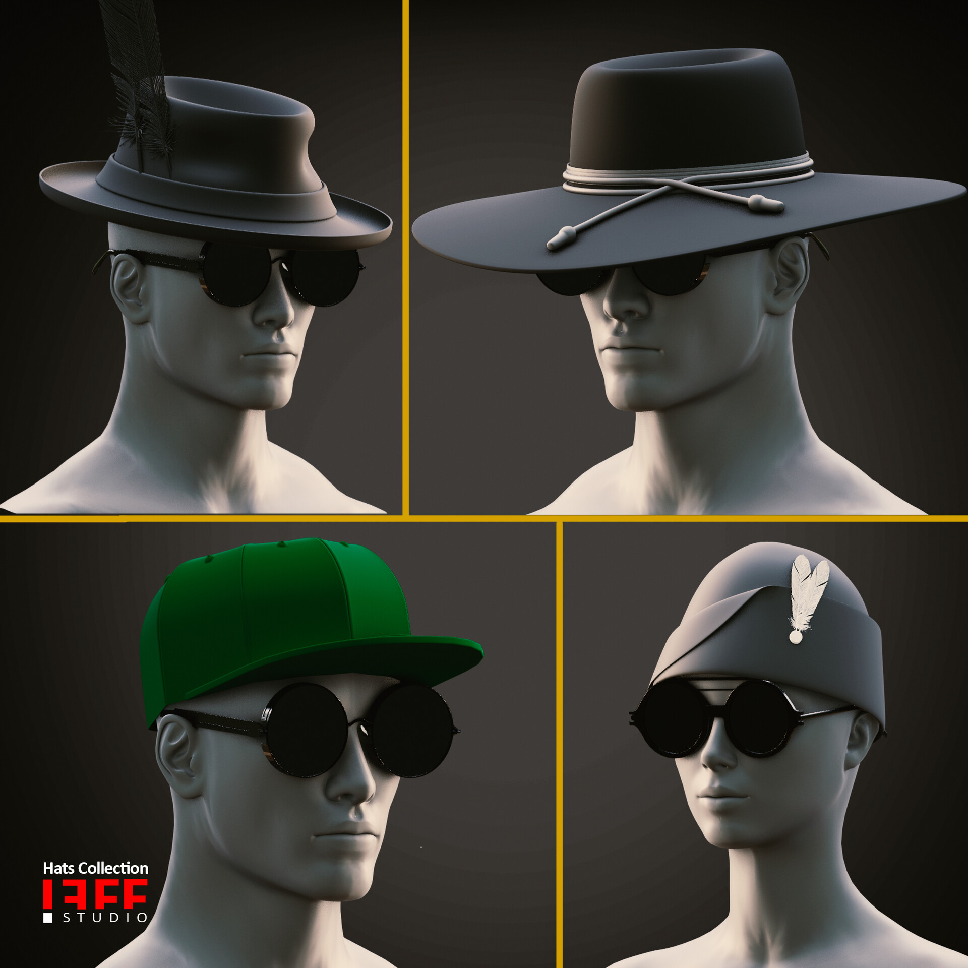 ArtStation - 100+ HATS AND CAPS BASEMESH COLLECTION