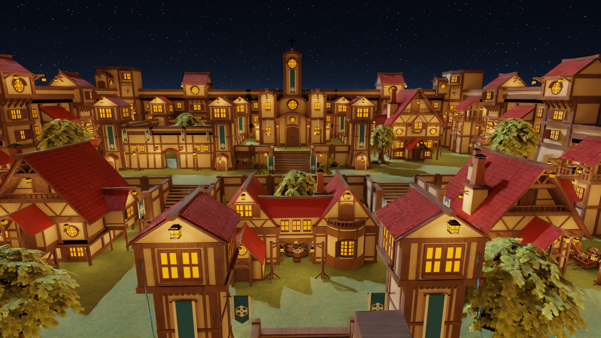 ArtStation - Modular, Low poly 3d village