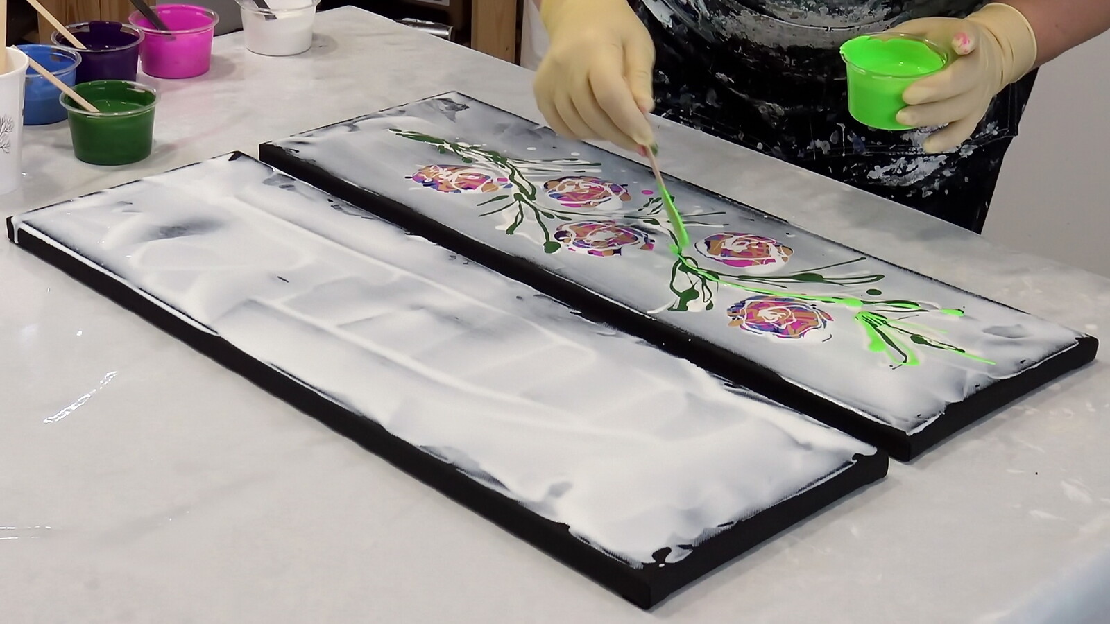 Fiona Art - DIPTYCH Acrylic Painting ~ Acrylic Pouring Flower Dip ...