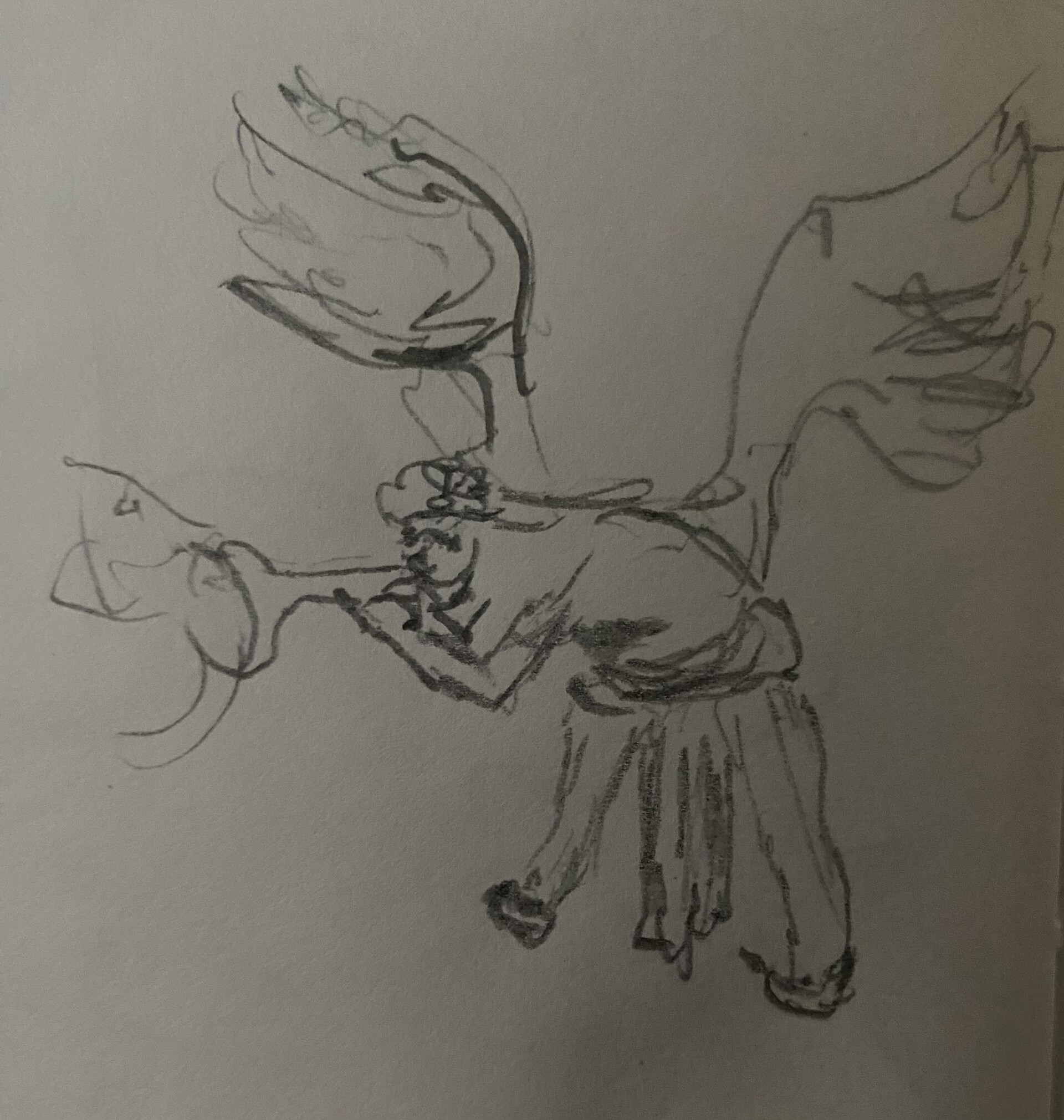 ArtStation - Angelic horn blowing action sketch posing. Enjoy