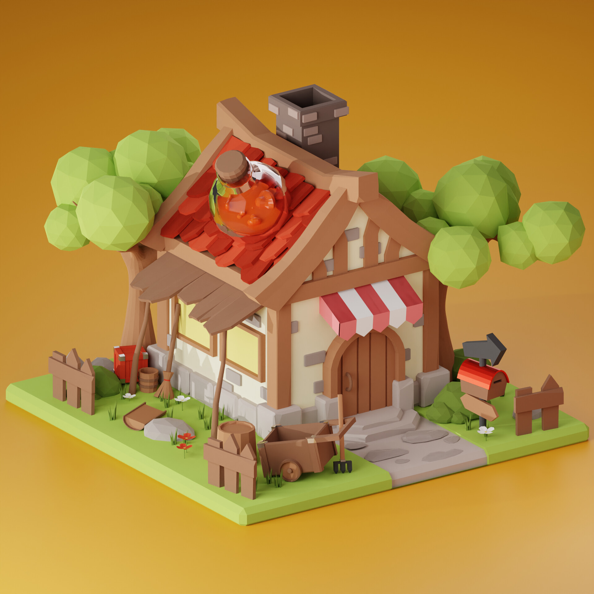 ArtStation - Low poly stylized house