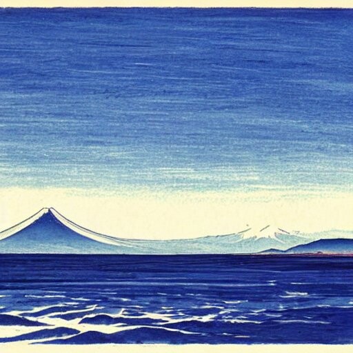 ArtStation - Prompt: Japanese Shoreline With Mountains In The ...