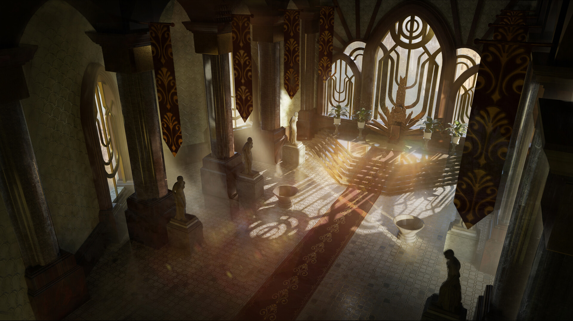 ArtStation - Throne Room Design 3D CG Matte Painting