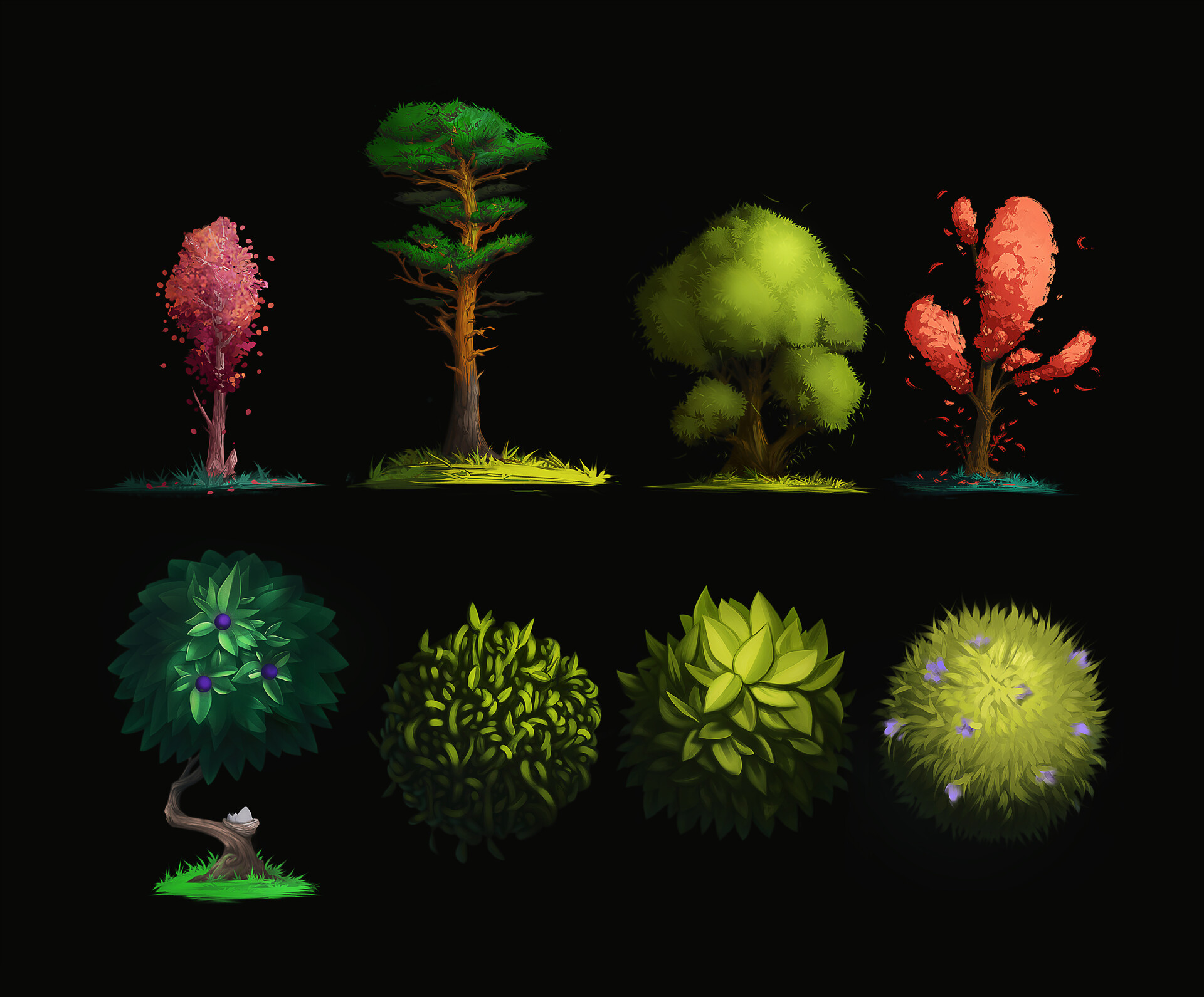 ArtStation - Trees and plants practice