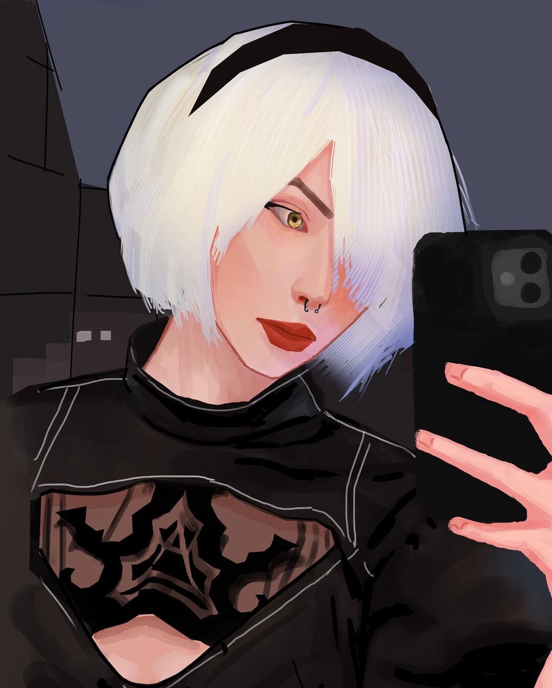 ArtStation - 2B illustration, cosplay by @kiusagii