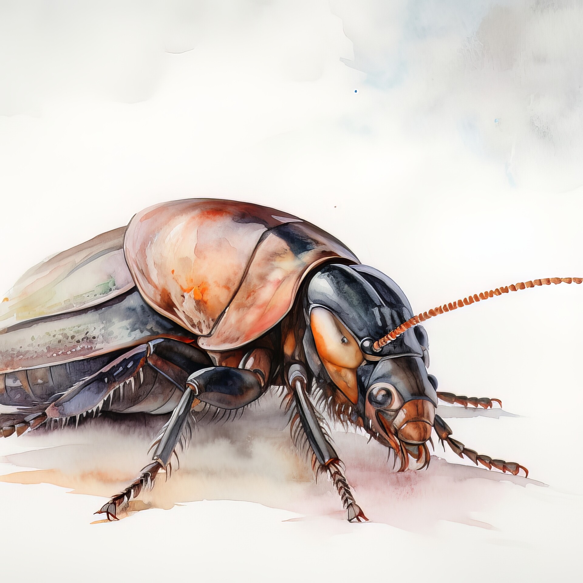 ArtStation - Cockroach Animal Portrait Watercolor Painting