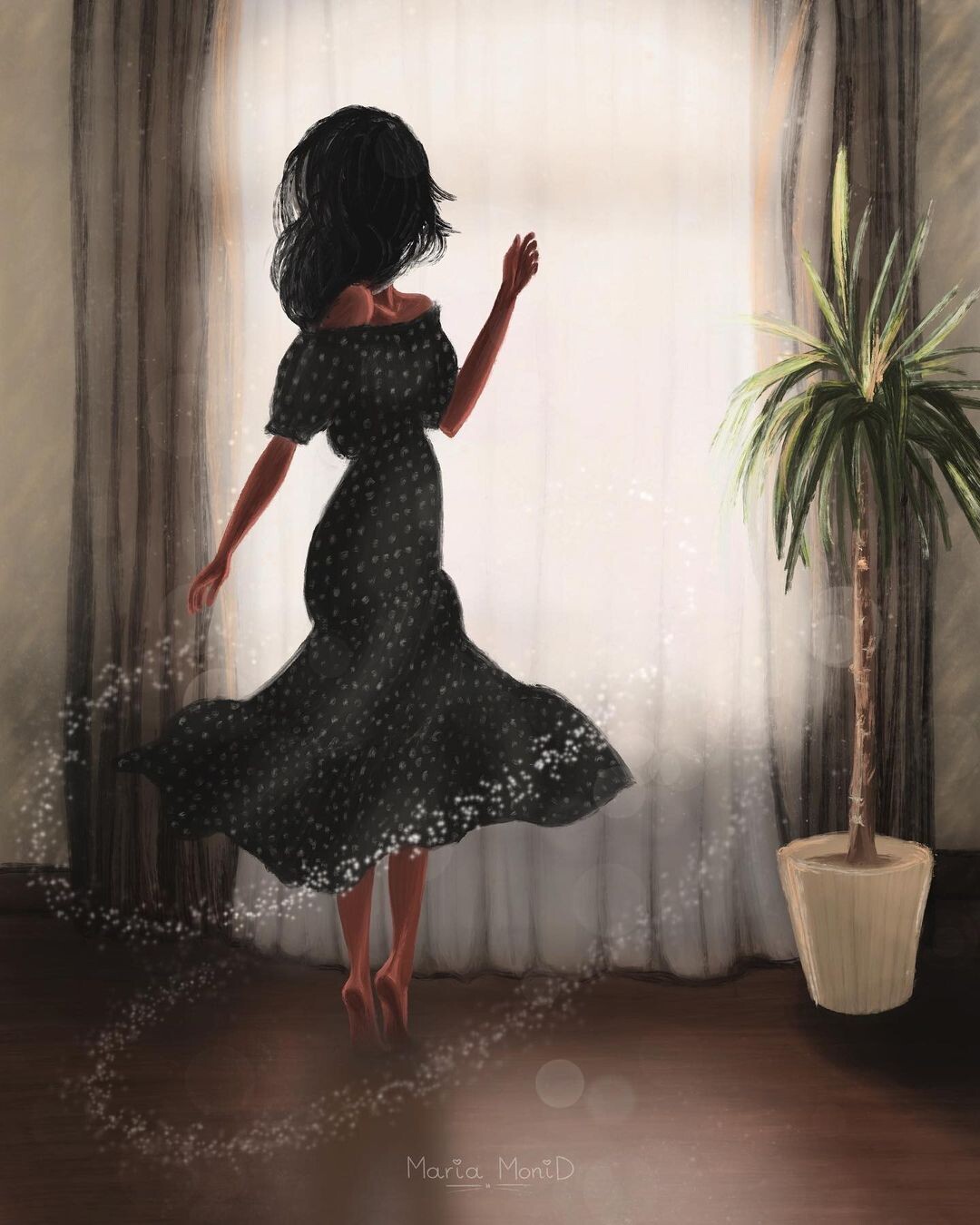 ArtStation - A girl dancing at the window