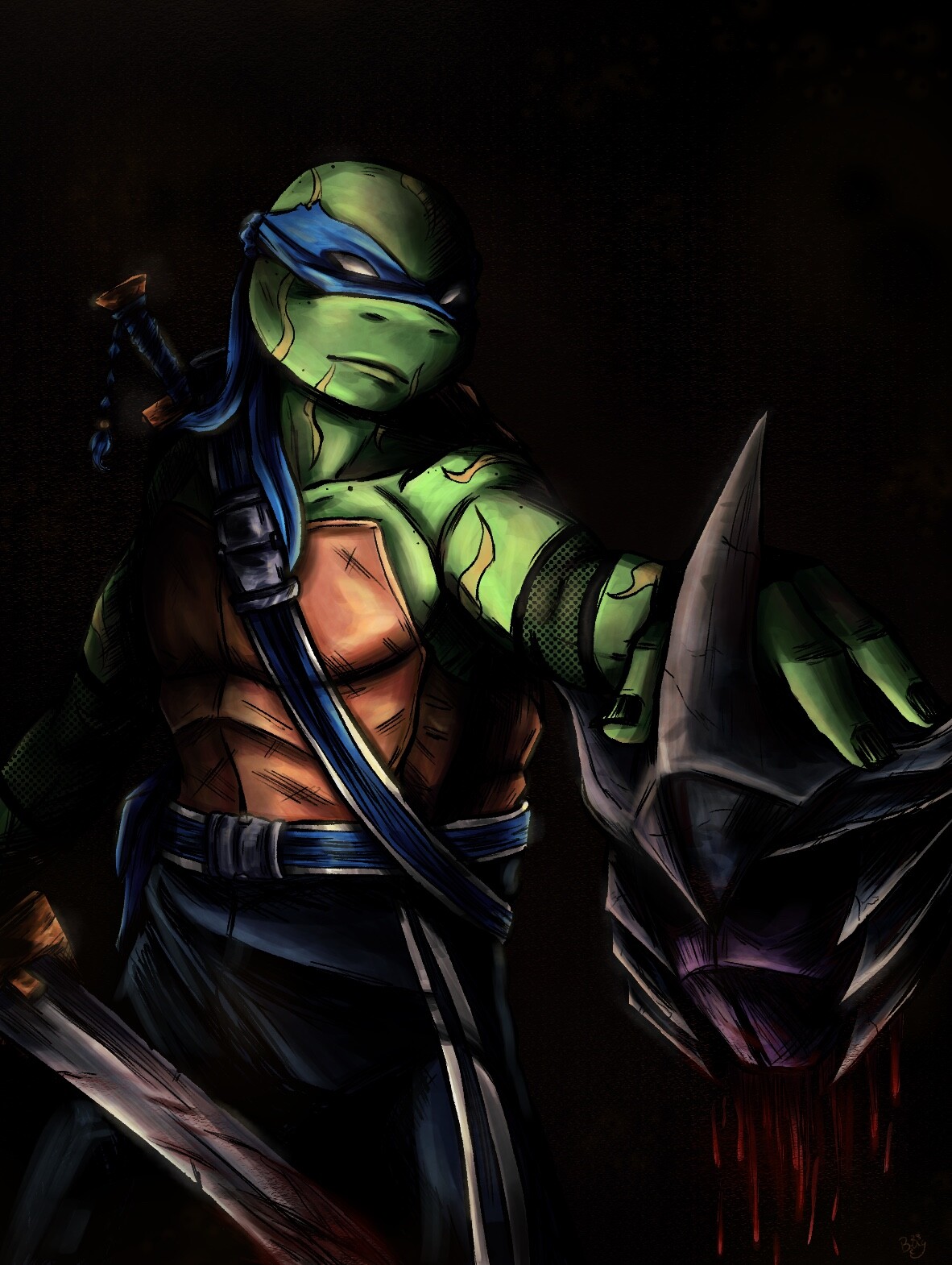 ArtStation - TMNT: Leo With The Head of Shredder