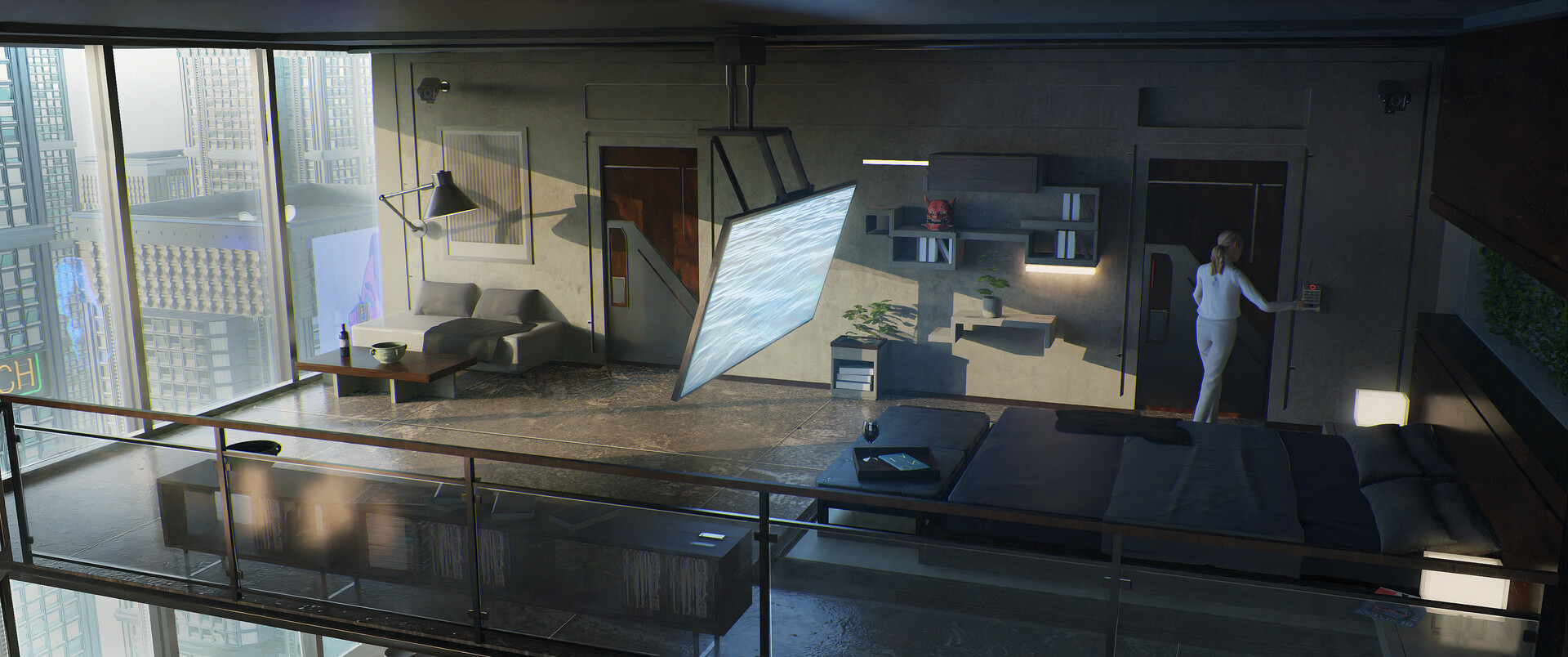 ArtStation - Cyberpunk Loft Apartment Bedroom