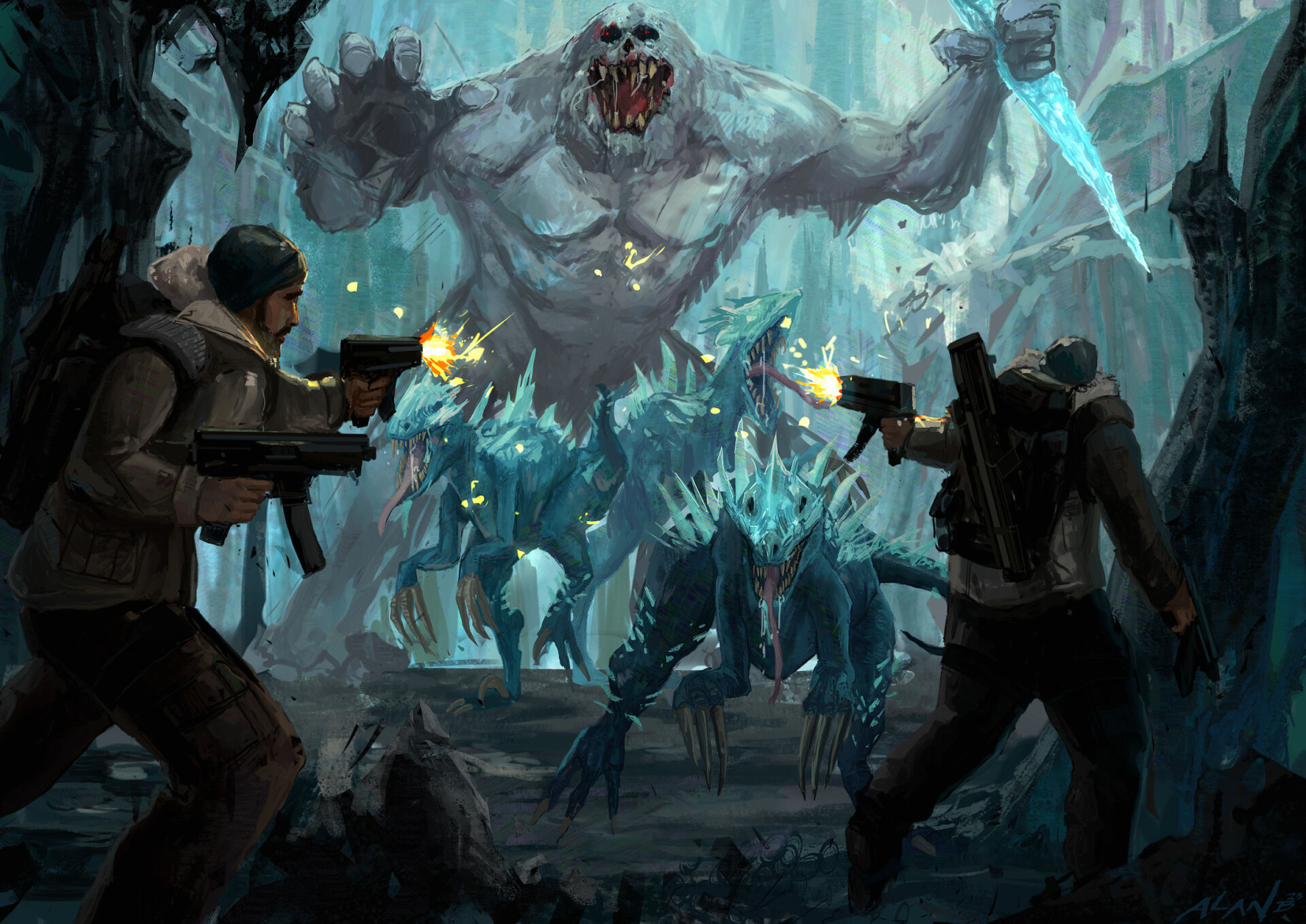 ArtStation - Frozen Action Illustration