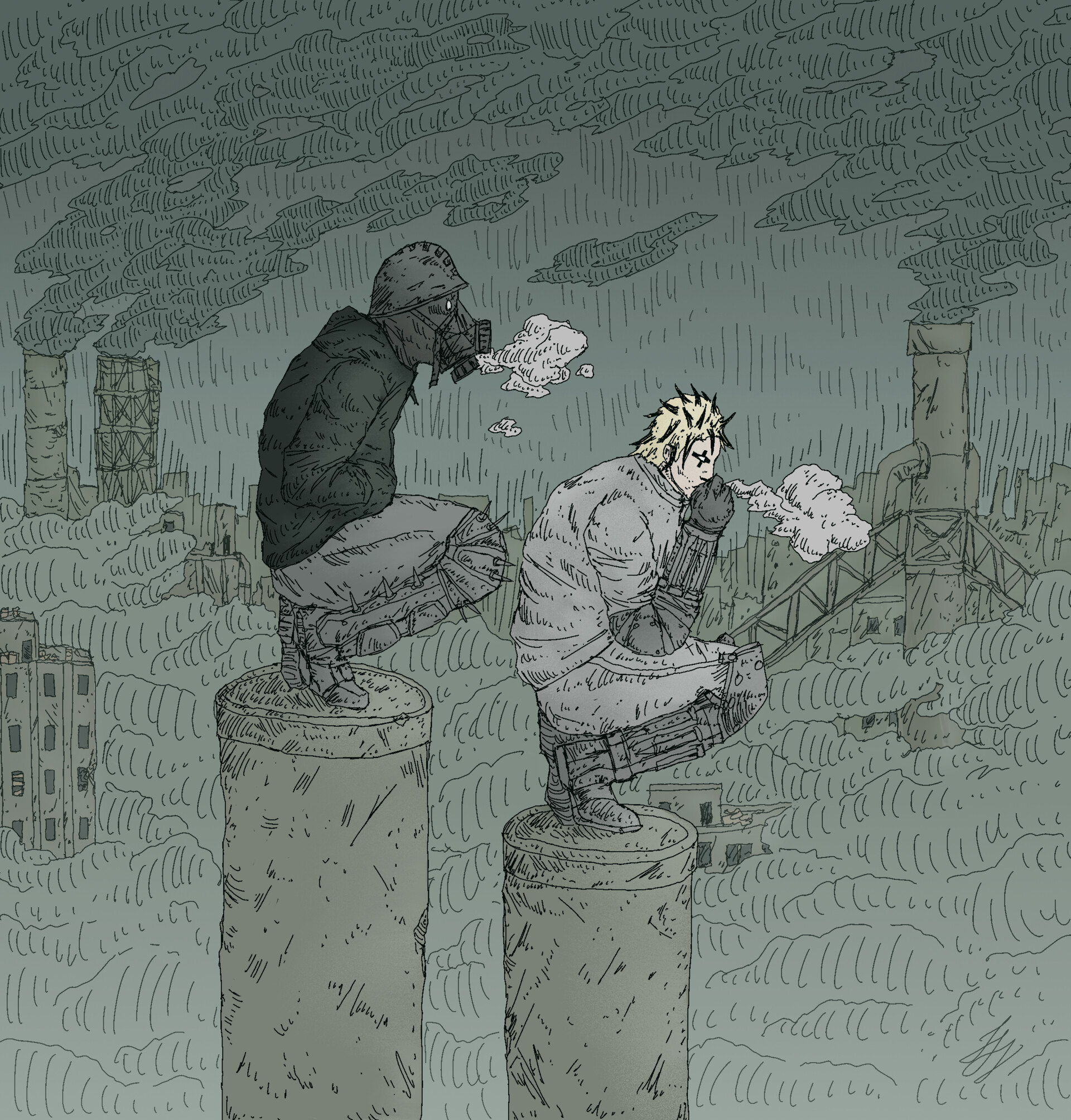 ArtStation - Risu and Aikawa - Dorohedoro fanart